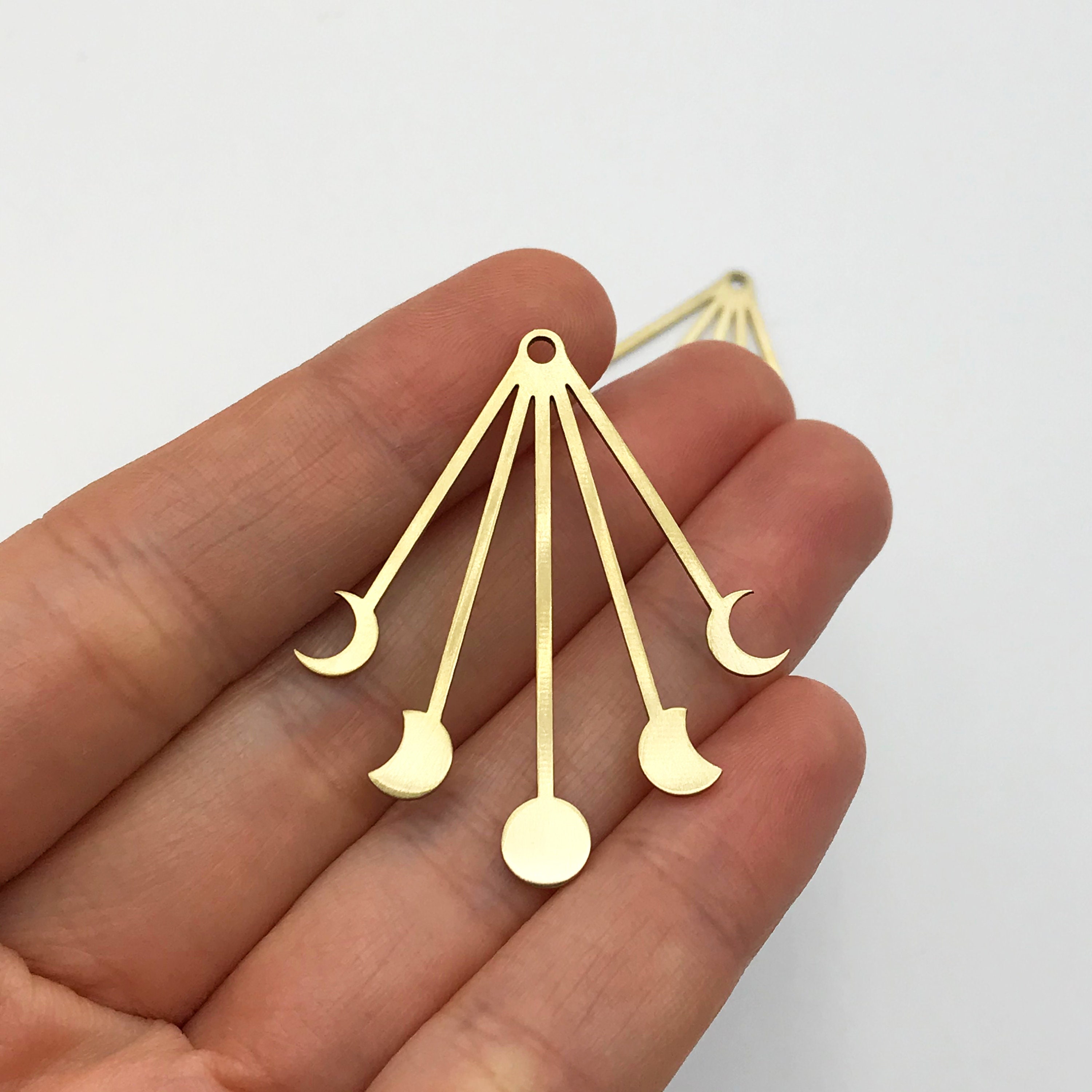 6pcs Raw Brass Moon Phases Earring Charm Moon Phase Pendant - Etsy
