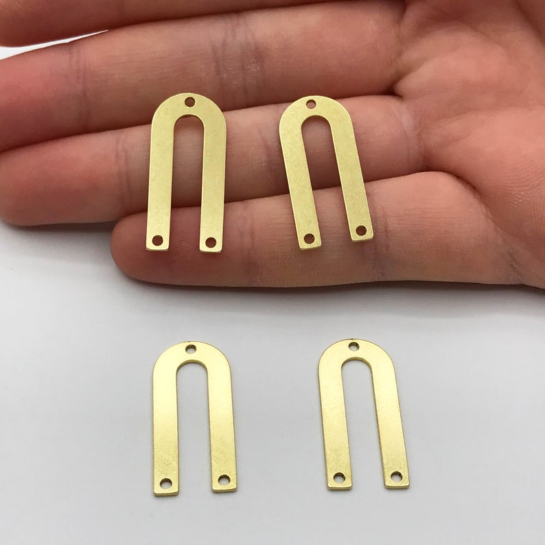 6pcs Raw Brass U Connector Charm Pendant, Laser Cut Brass U Connector 3 ...