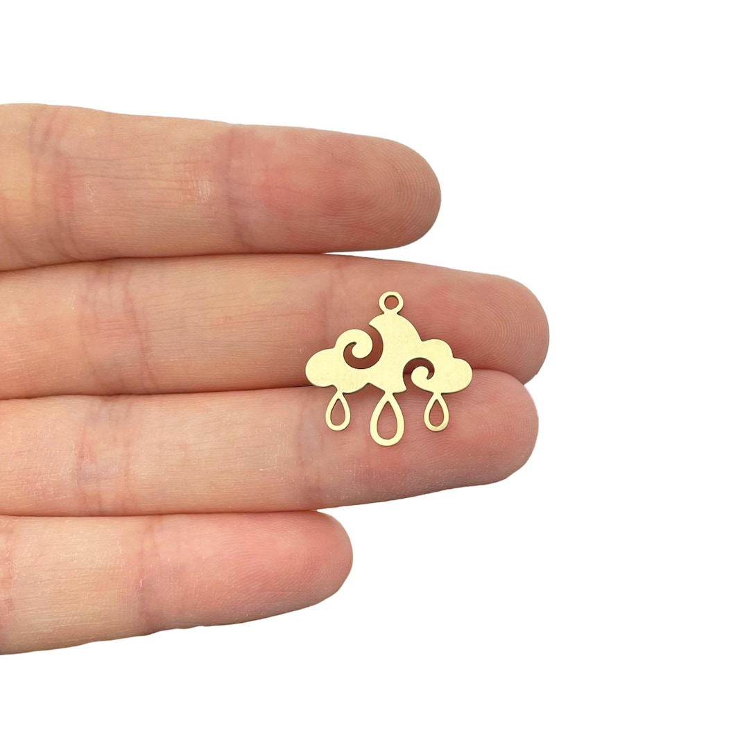 18x19mm Brass Cloud Charm, Rain Cloud Charm Pendant, Raw Brass Jewelry Charms, Laser Cut Earring ...