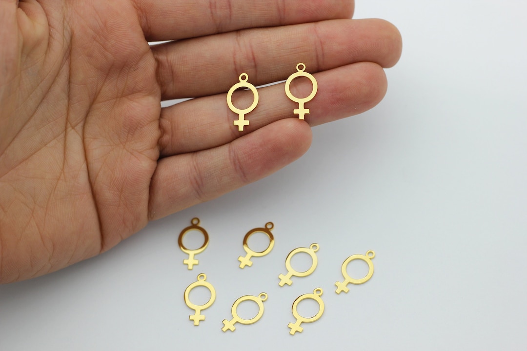 6x 24k Gold Plated Female Symbol Charm, Gold Venus Symbol Necklace ...