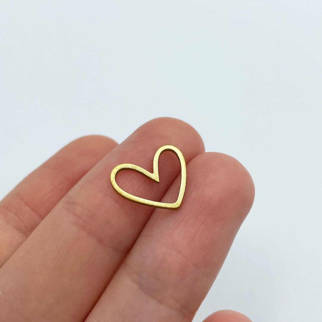 6pcs Raw Brass Heart Link Connector, Earring Connector, Brass ...