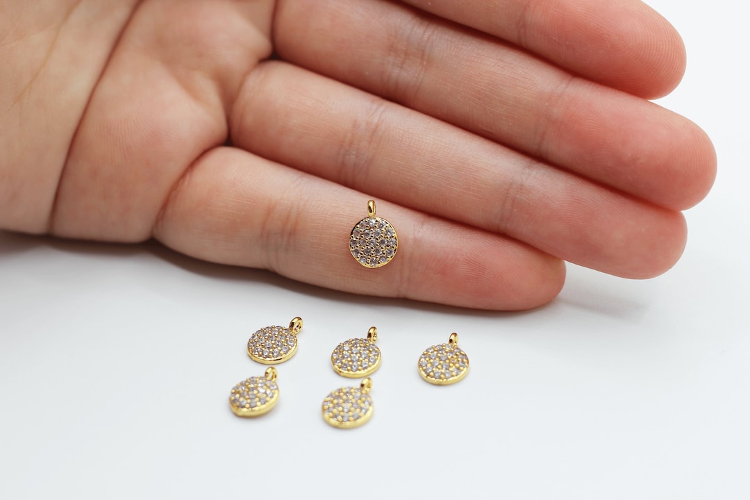 8x11mm 24K Shiny Gold Drop Charms, Micro Pave Charms, Bracelet Charms ...
