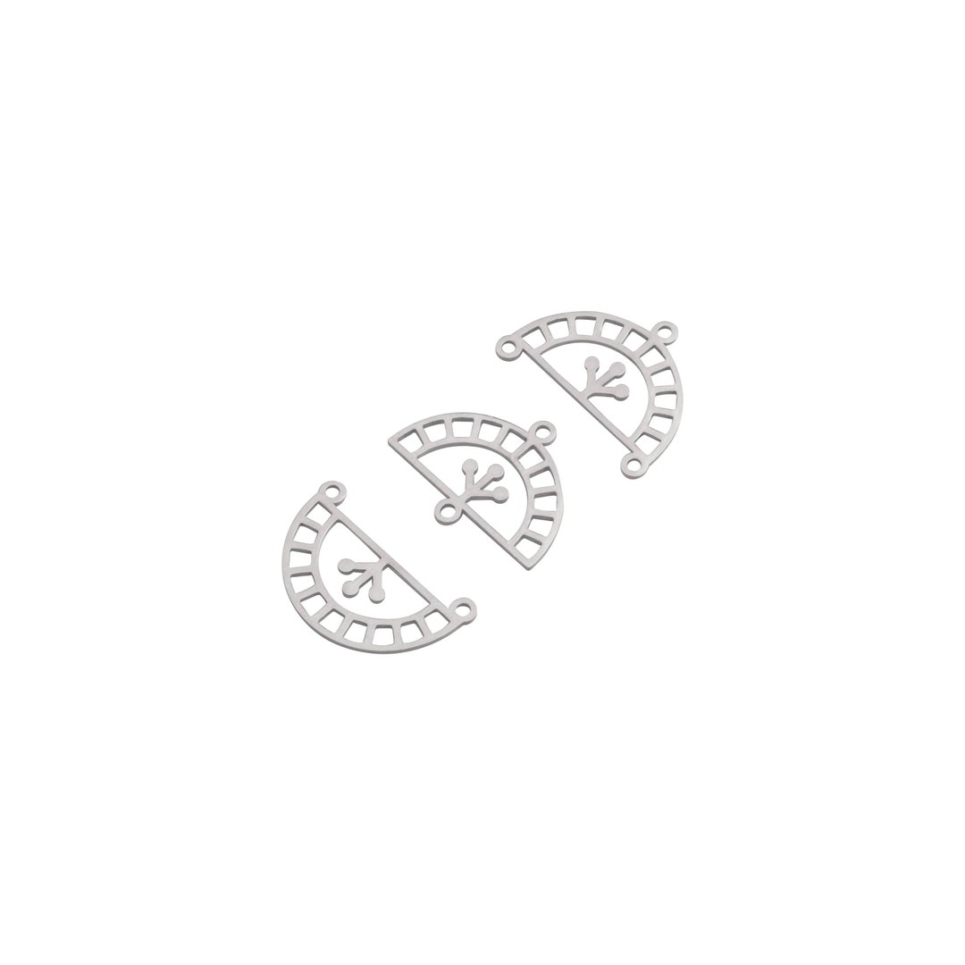 Stainless Steel Semi Circle Connector Charm, Filigree Half Round Charm ...