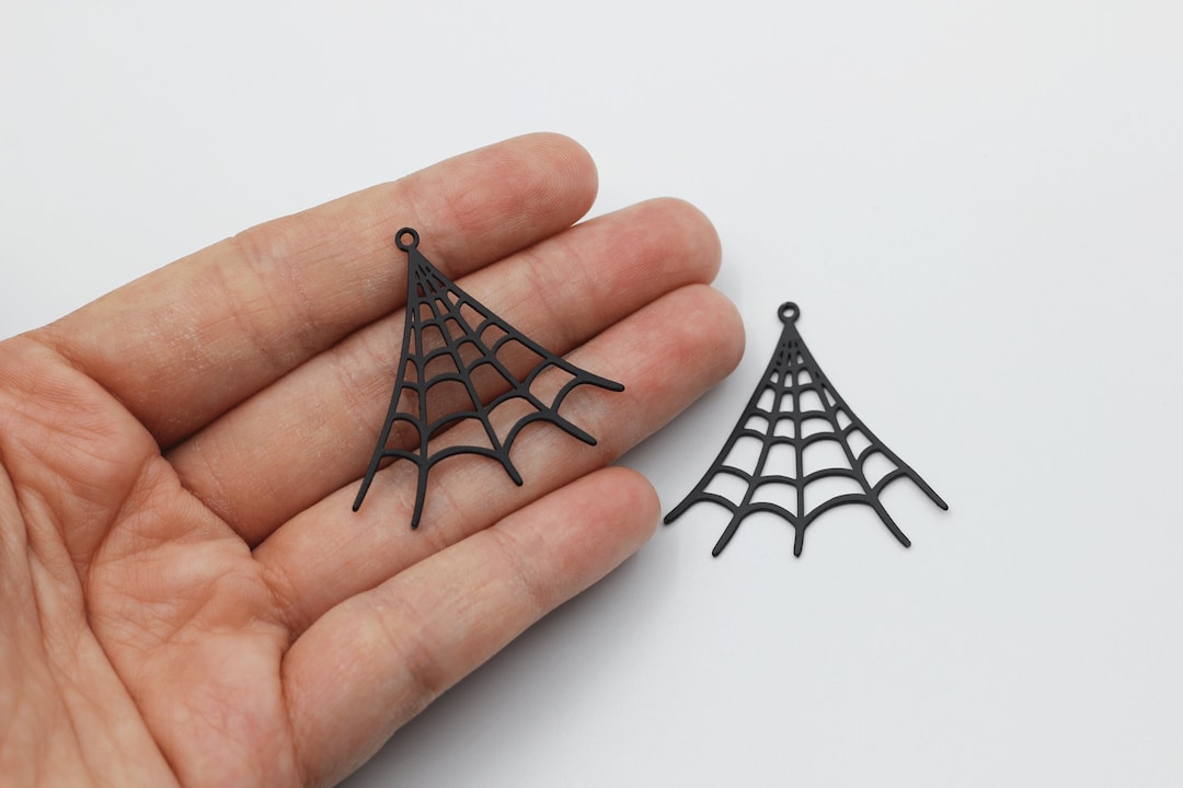 Black Plated Spider Web Charm, Spider Web Pendant, Steel Findings ...
