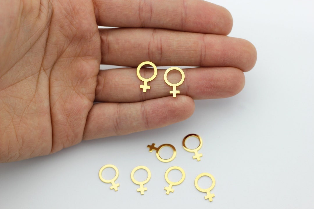 6x 24k Gold Plated Tiny Female Venus Symbol, Gold Venus Symbol Necklace ...