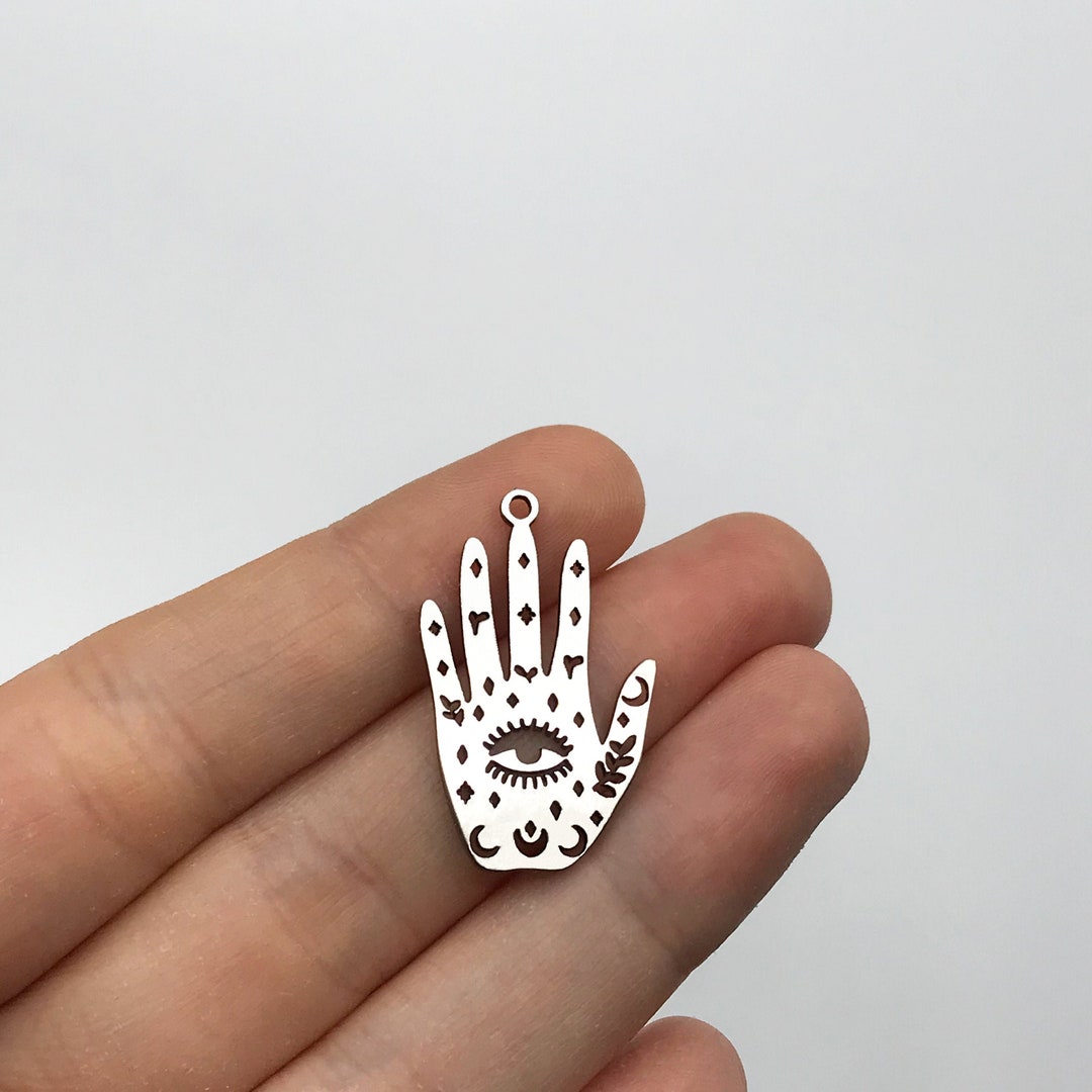 2pcs Stainless Steel Third Eye Hand Charm, Hand Evil Eye Charm Pendant ...