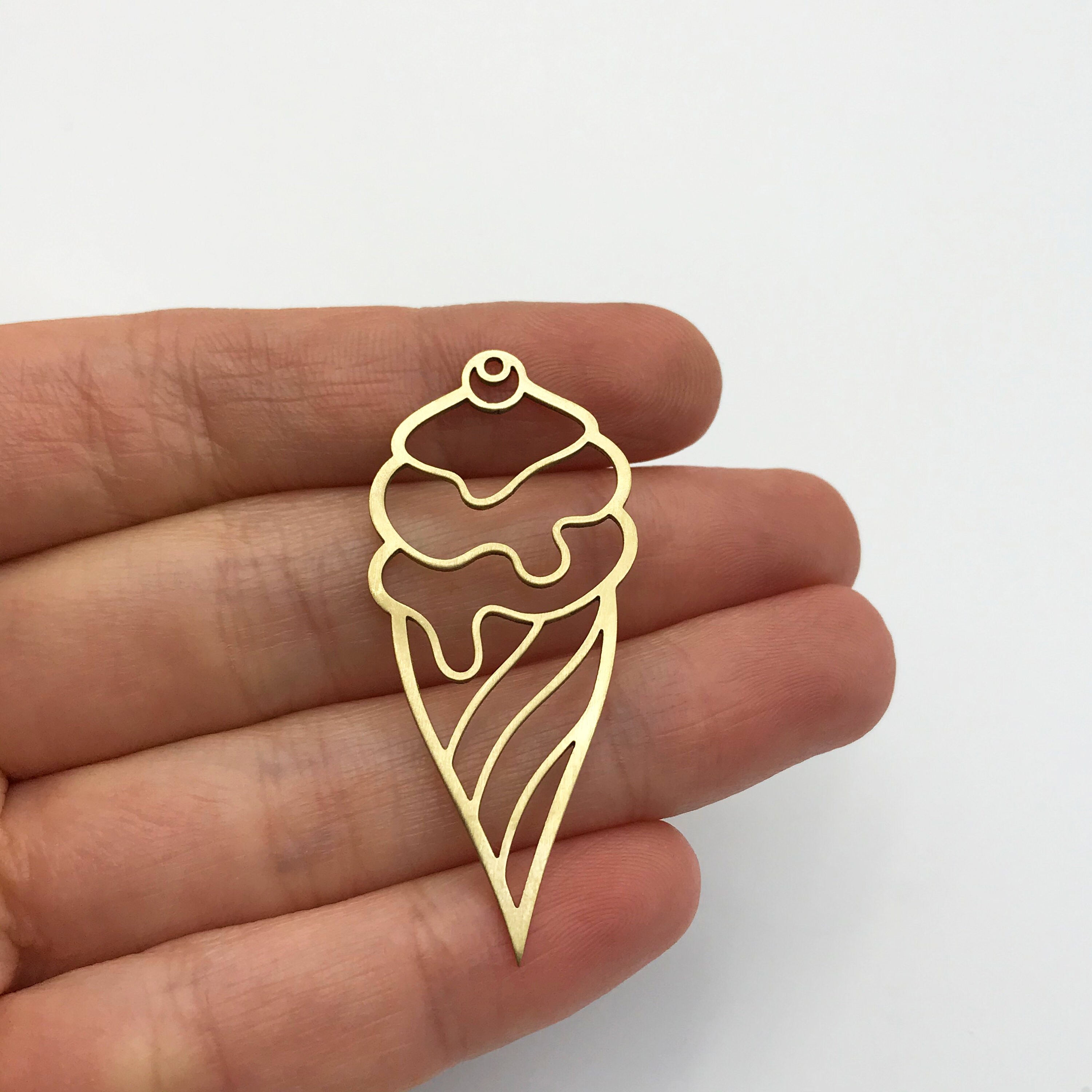 6pcs Raw Brass Ice Cream Cone Charm Pendant Ice Cream Charm - Etsy