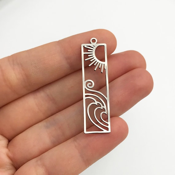 2pcs Stainless Steel Sun and Waves Bar Charm Pendant - Etsy