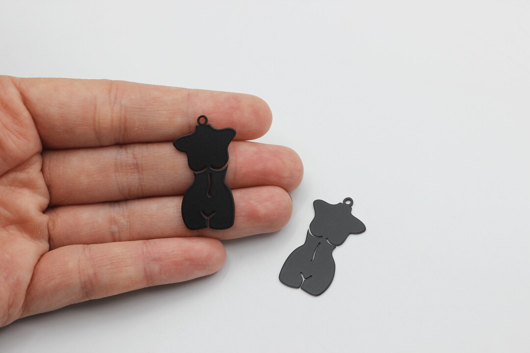 Black Plated Female Body Charm, Female Figure Charm, Steel Charms for ...