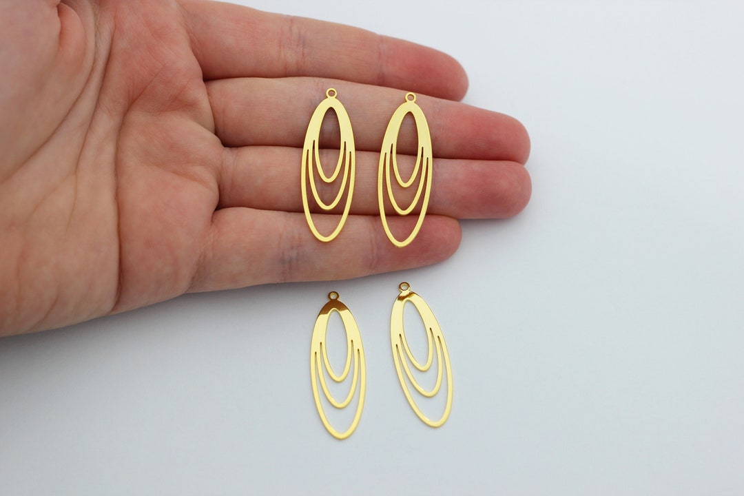 24k Gold Plated Oval Connector, Oval Link Connector, Oval Earring Ring ...