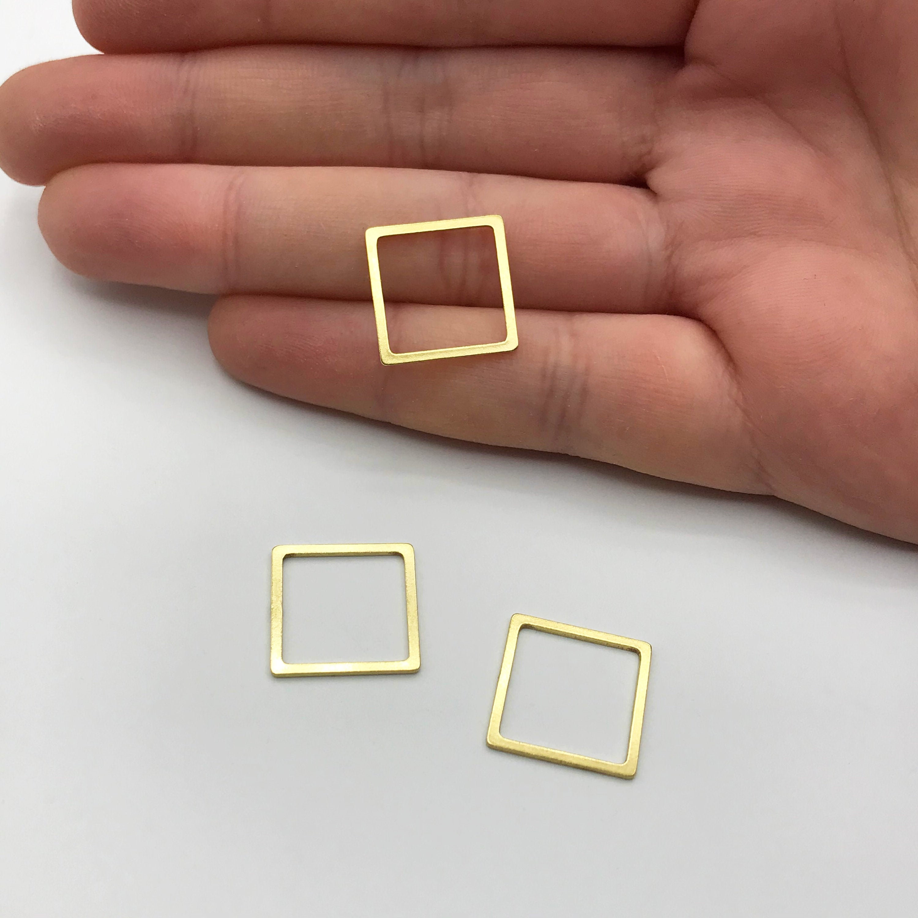 30pcs Raw Brass Square Ring Connector Charms Outline Square - Etsy