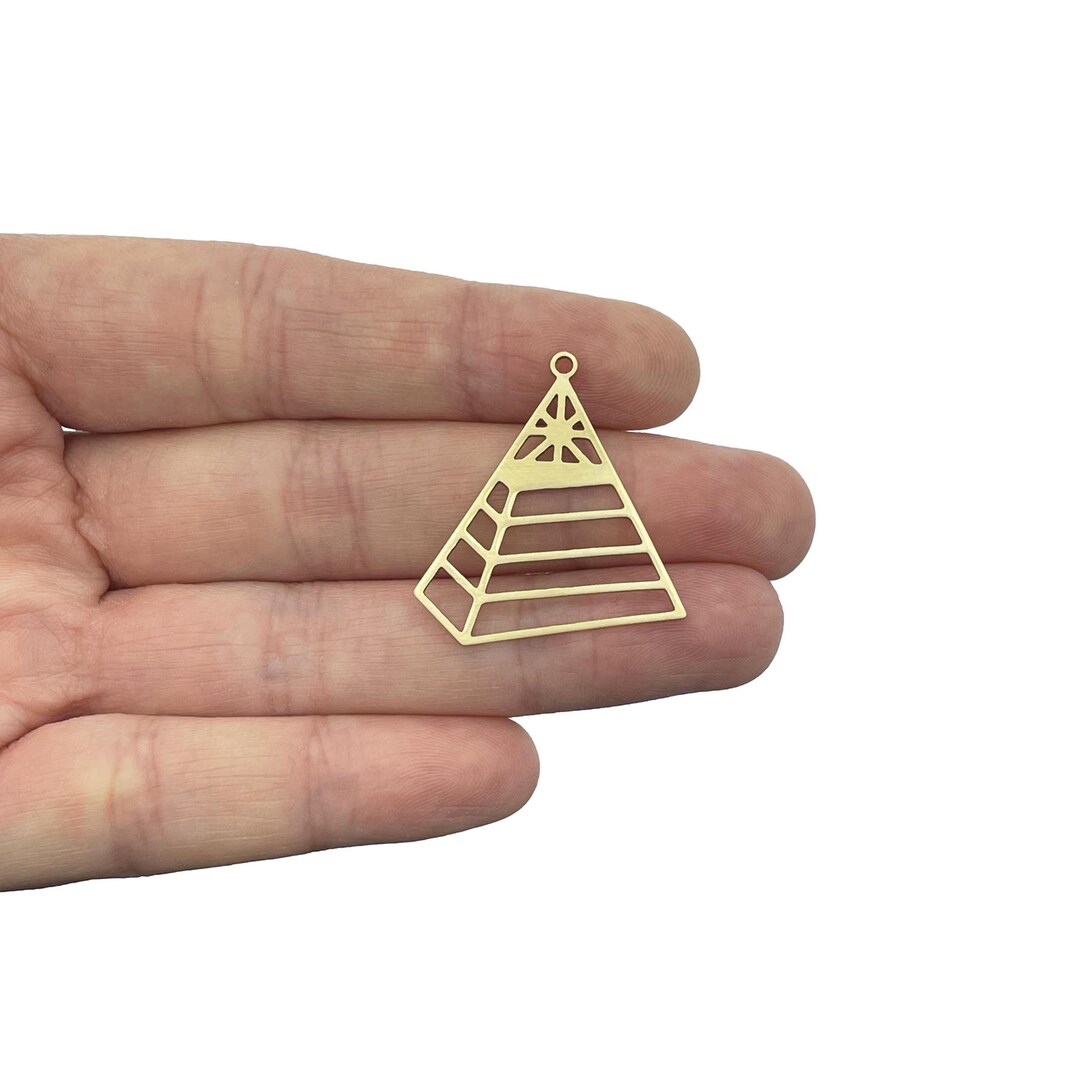 Raw Brass Pyramid Charms, Brass Triangle Charms, Geometric Earring ...