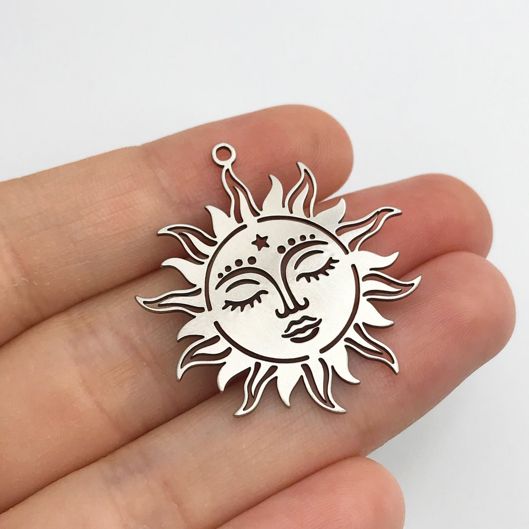 2pcs Stainless Steel Sun Charm, Sun Face Earring Charm, Tribal Sun ...