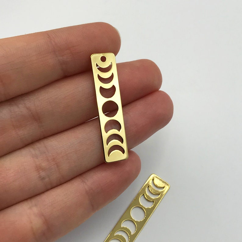 24K Gold Plated Moon Phase Bar Charm Moon Phase Crescent | Etsy