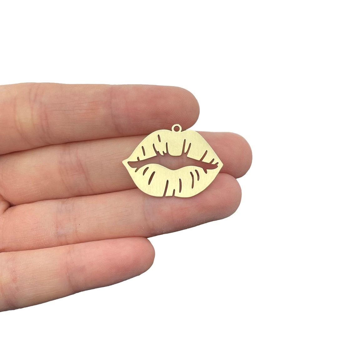 Raw Brass Lip Charms, Fun Lips Pendant for Personalized Jewelry Making ...