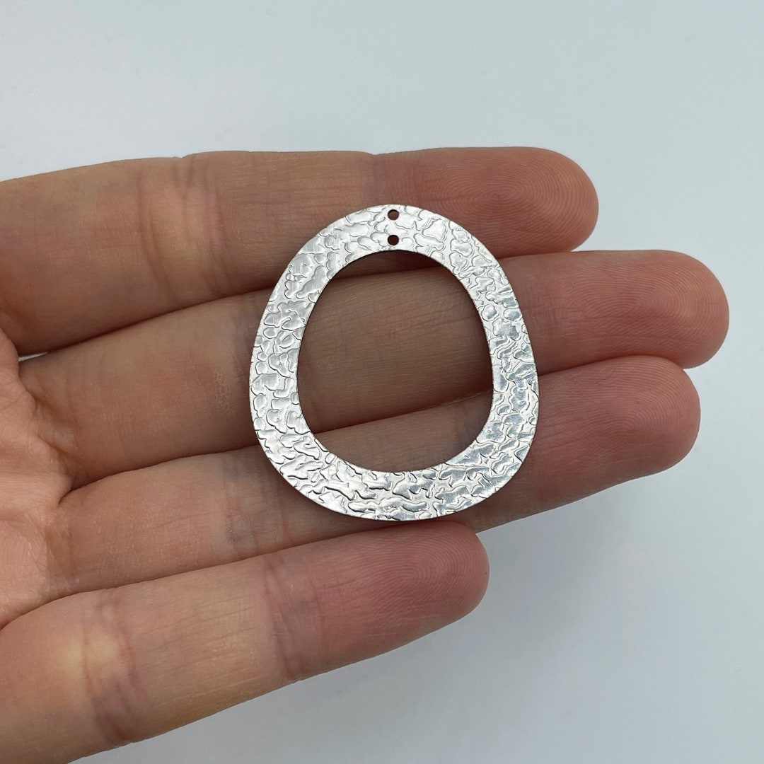 6pcs Hammered Stainless Steel Oval Ring Earring Connector Charm 2 Holes ...