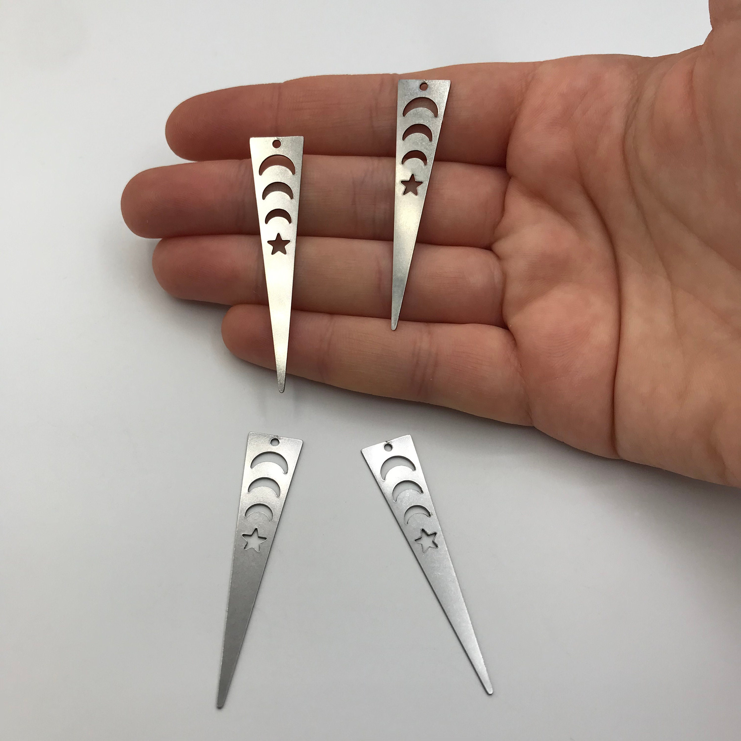 6pcs Stainless Steel Triangle Crescent Spike Charm Moon and - Etsy