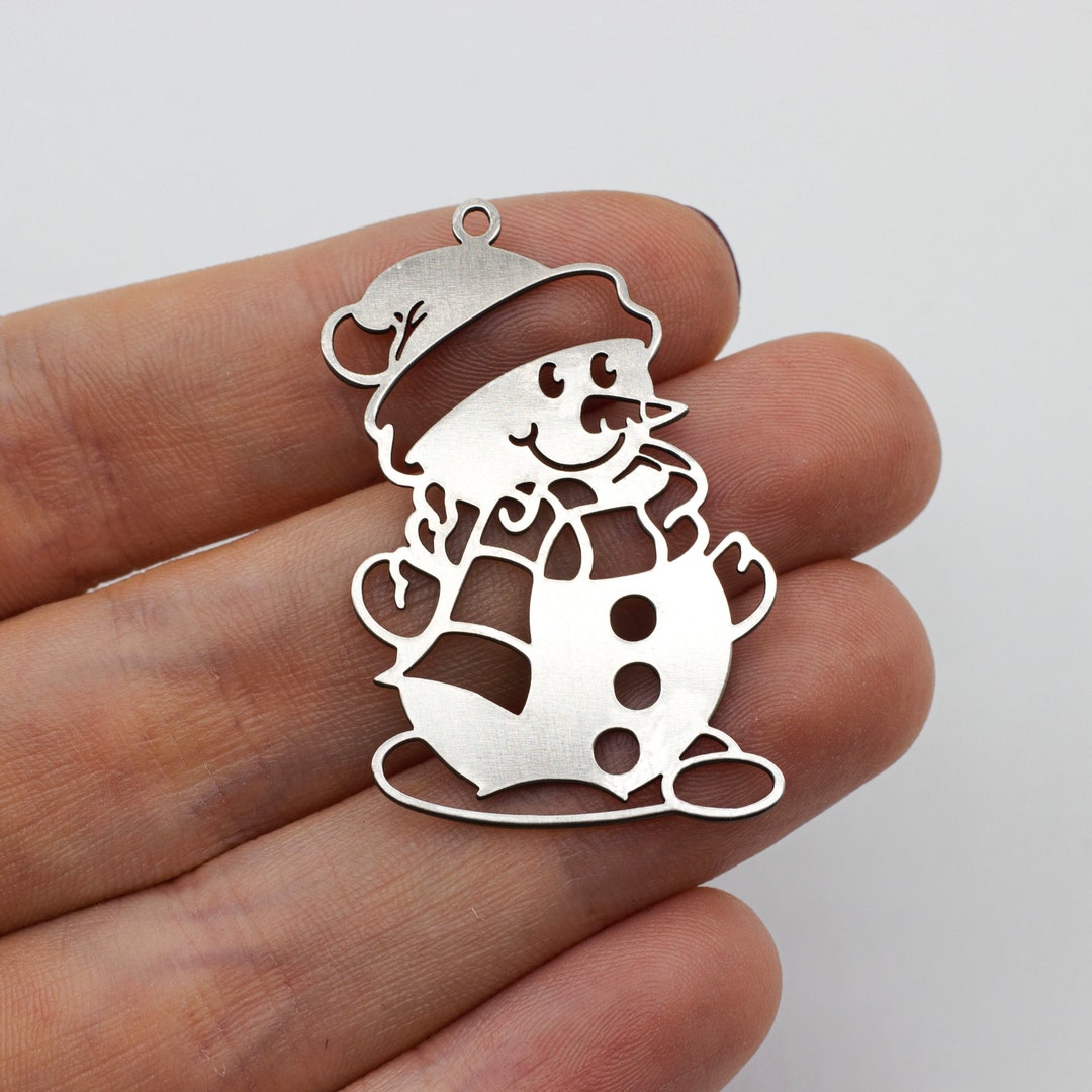 2pcs Stainless Steel Snowman Charm, Christmas Charms, Snowman Pendant ...