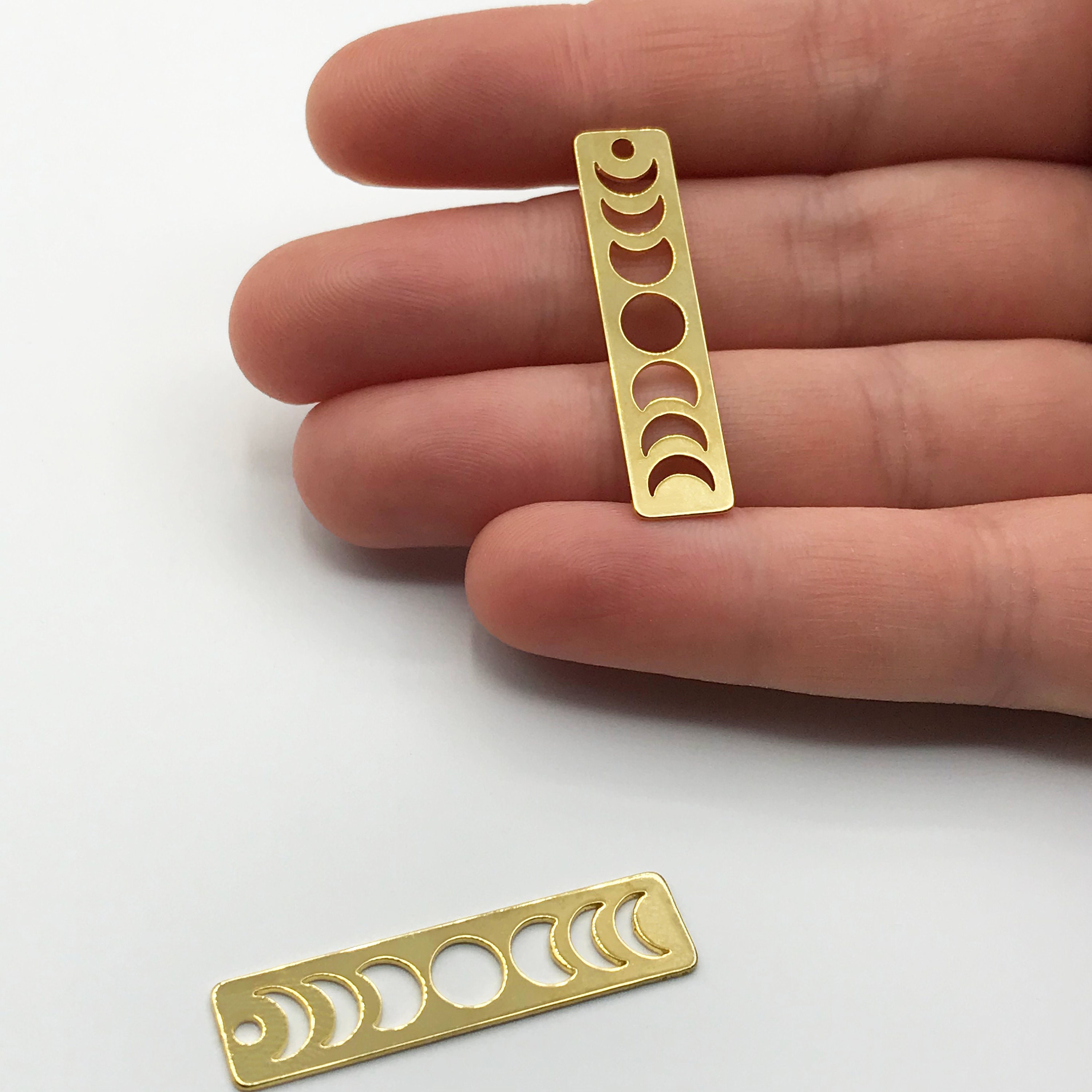 24K Gold Plated Moon Phase Bar Charm Moon Phase Crescent - Etsy