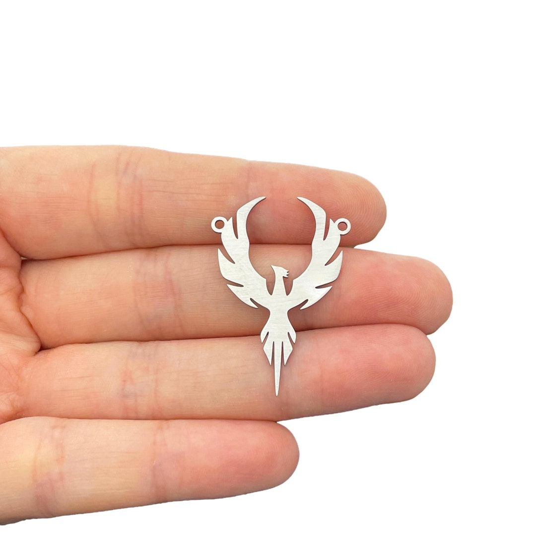 Steel Phoenix Charm, Phoenix Pendant, Steel Charms for Jewelry Making ...