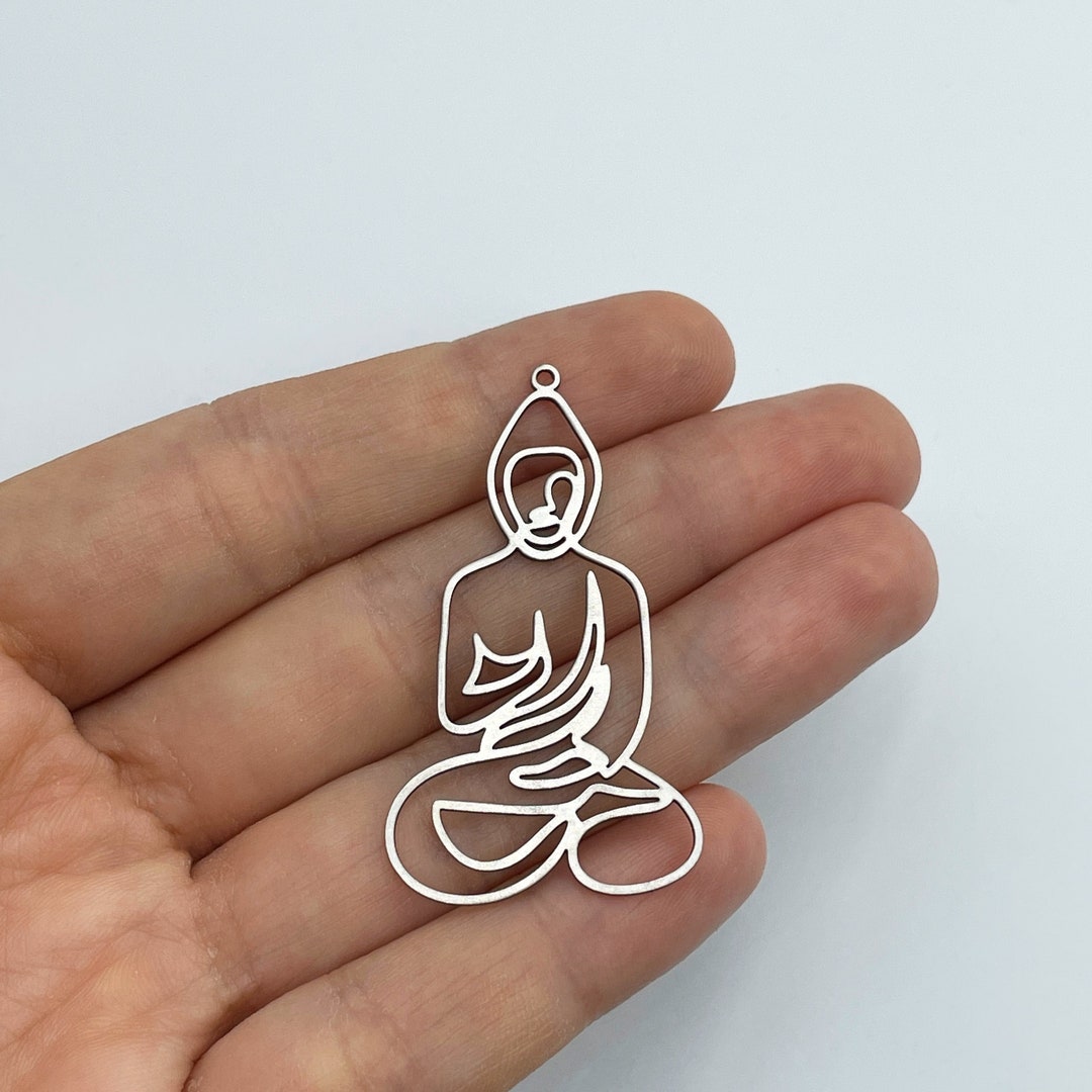2pcs Stainless Steel Buddha Charm, Buddhist Monk Yoga Meditation ...