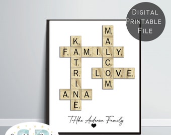 Family Crossword Name Sign - Etsy
