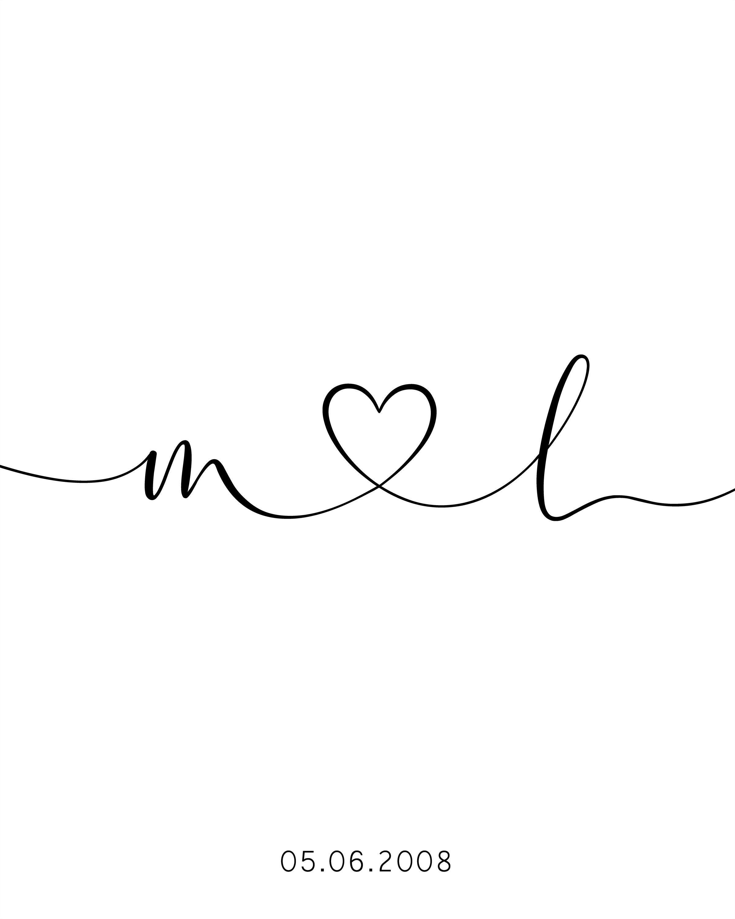 Custom Initials Heart Shape Personalized Print Birthday for | Etsy