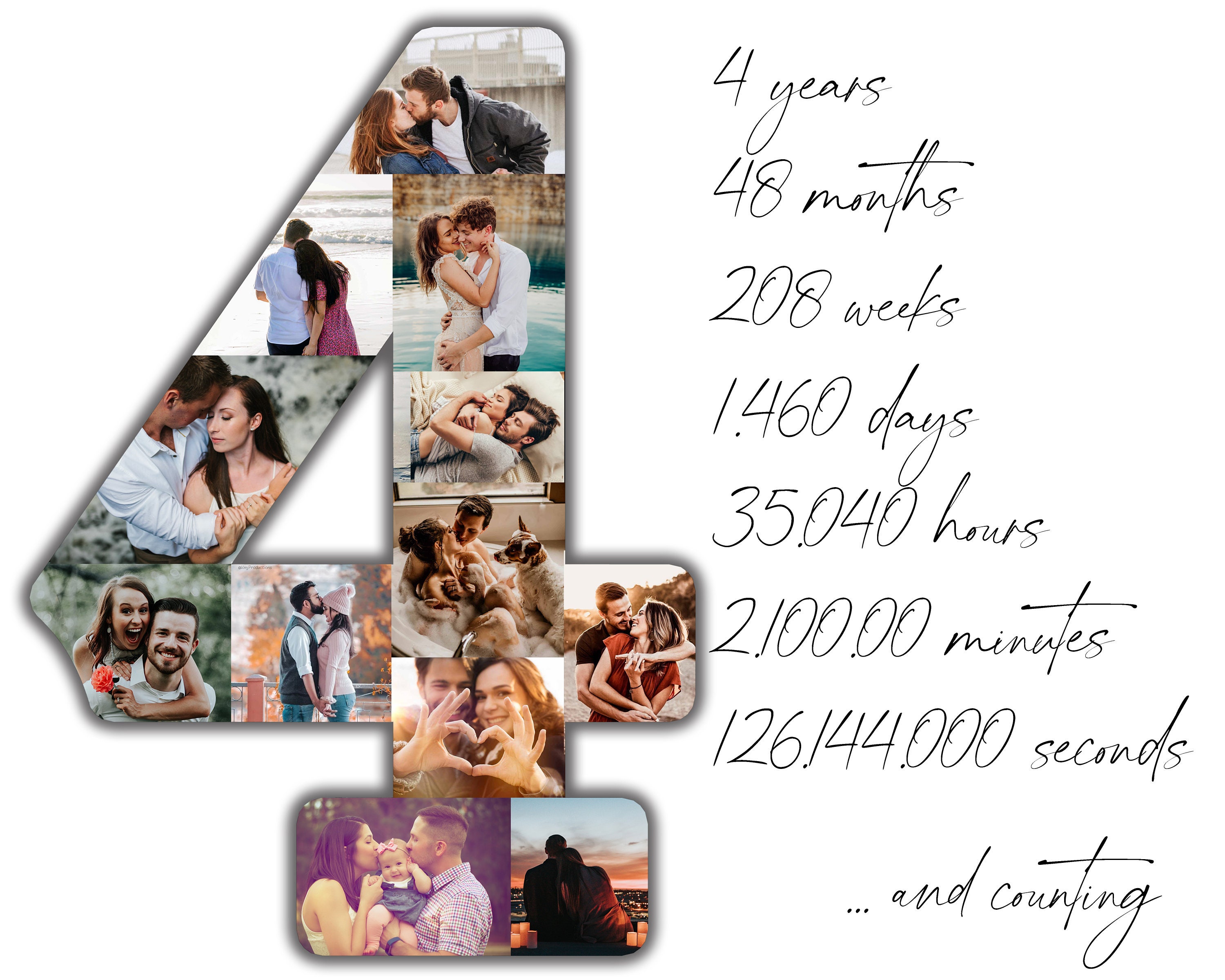 Custom Fourth 4th Anniversary Collage Gift 4 fuor Year | Etsy