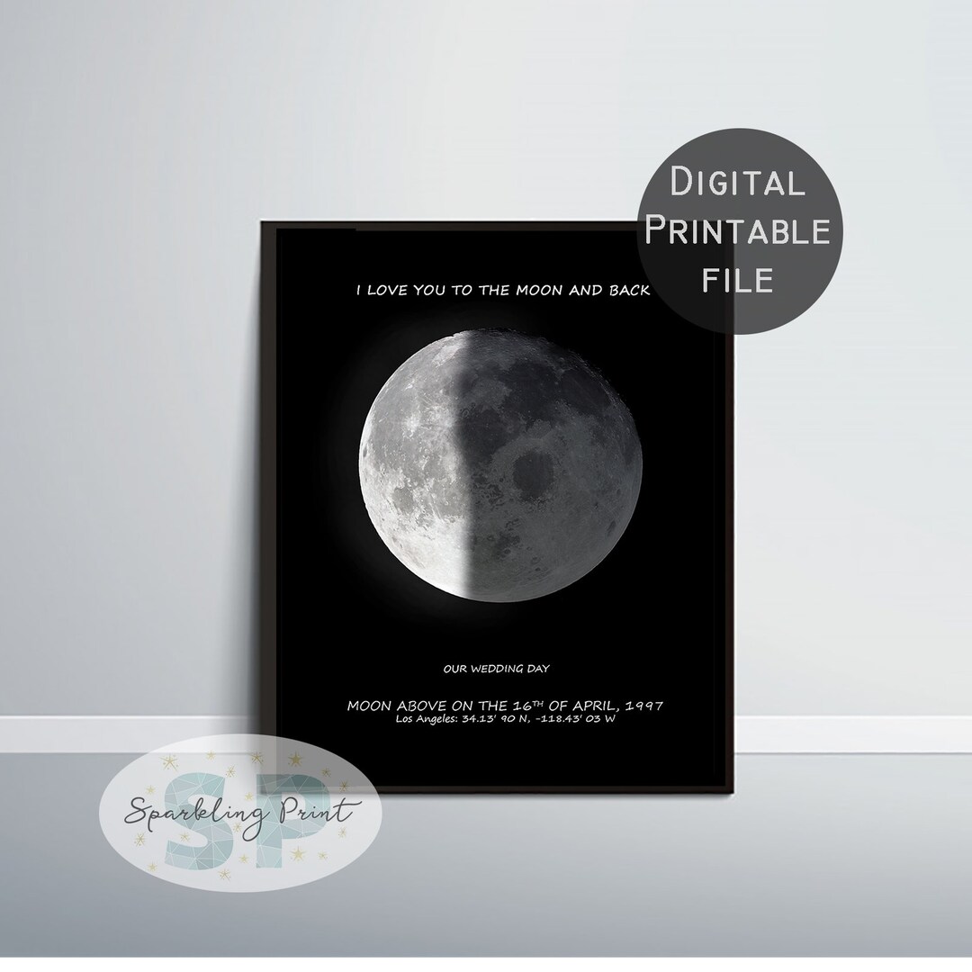 Custom Moon Phase Print, Personalized Lunar Phase, Moon by Date Wall ...