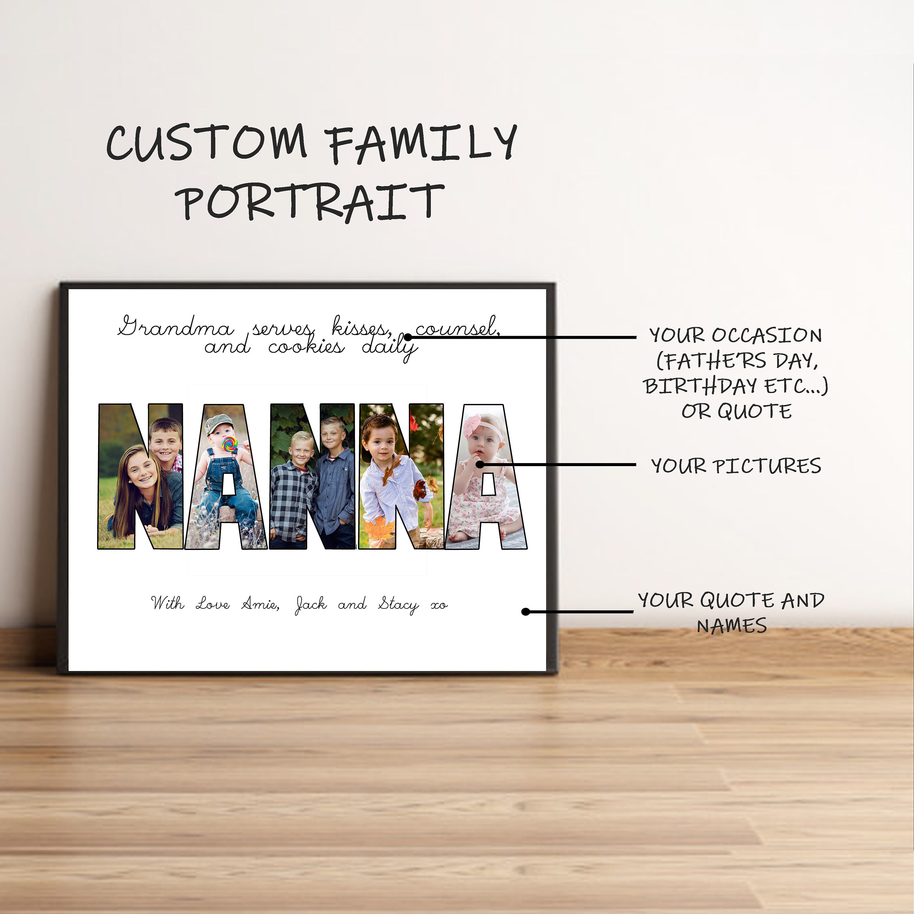 Custom Photo wall Art Print Personalized grandchildren | Etsy