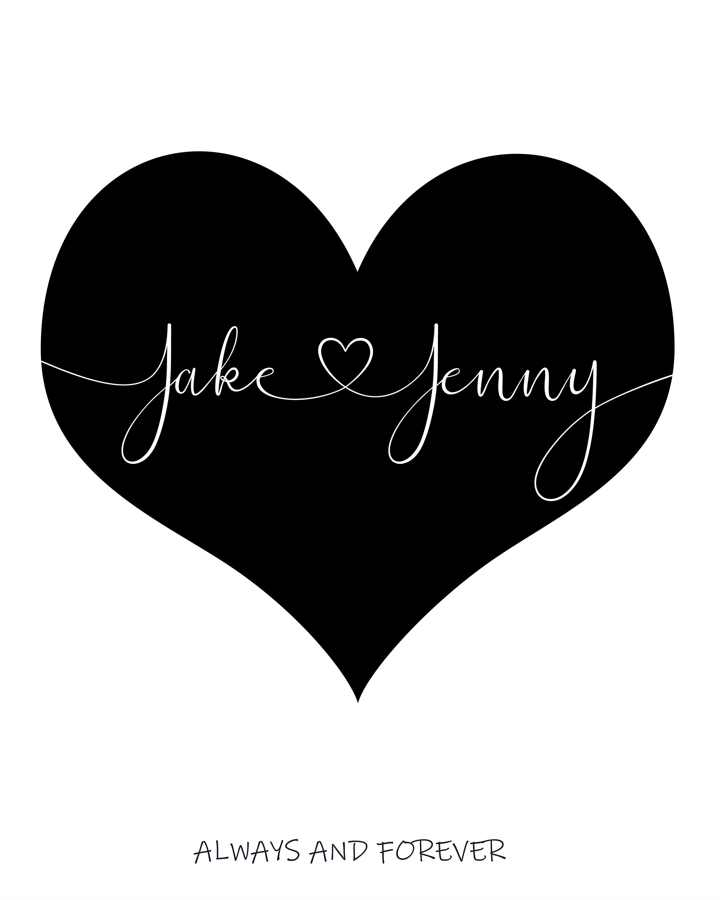 Custom Names Heart Shape Personalized Print Birthday for - Etsy
