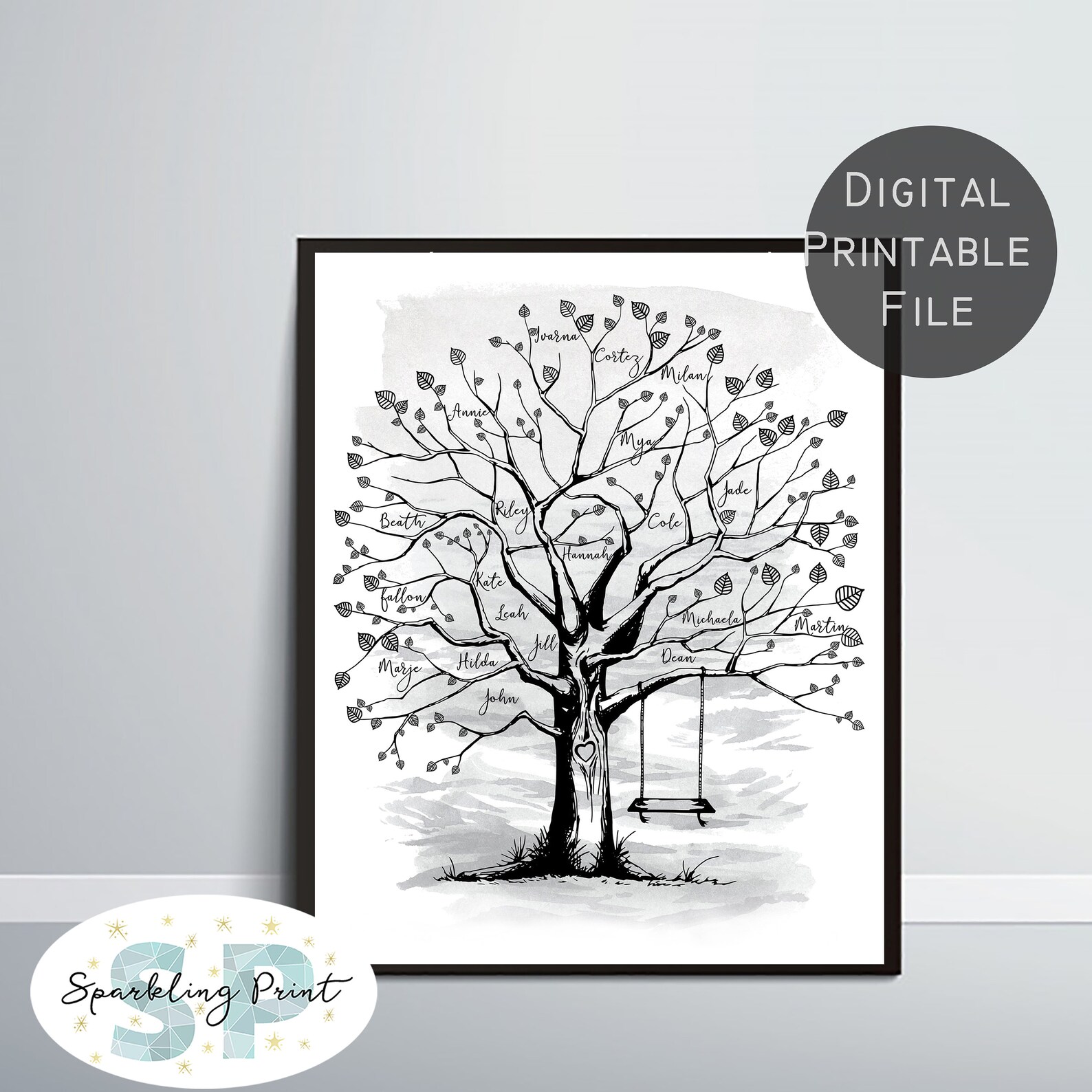 Family Tree Wall Decor Custom Family Tree Print Personalised - Etsy