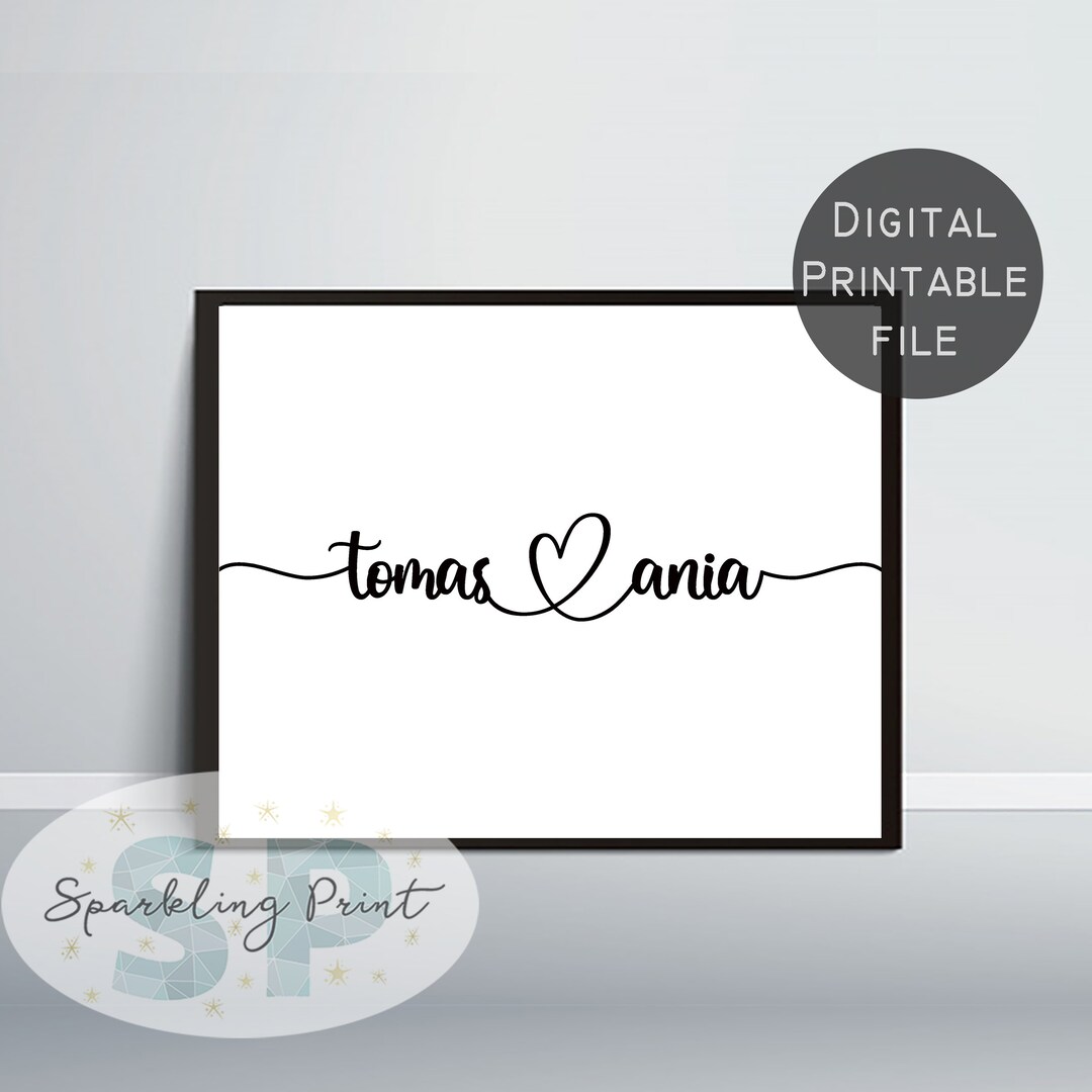 Custom Names Heart Shape, Personalized Gift for Him for Her, 1st 2nd ...