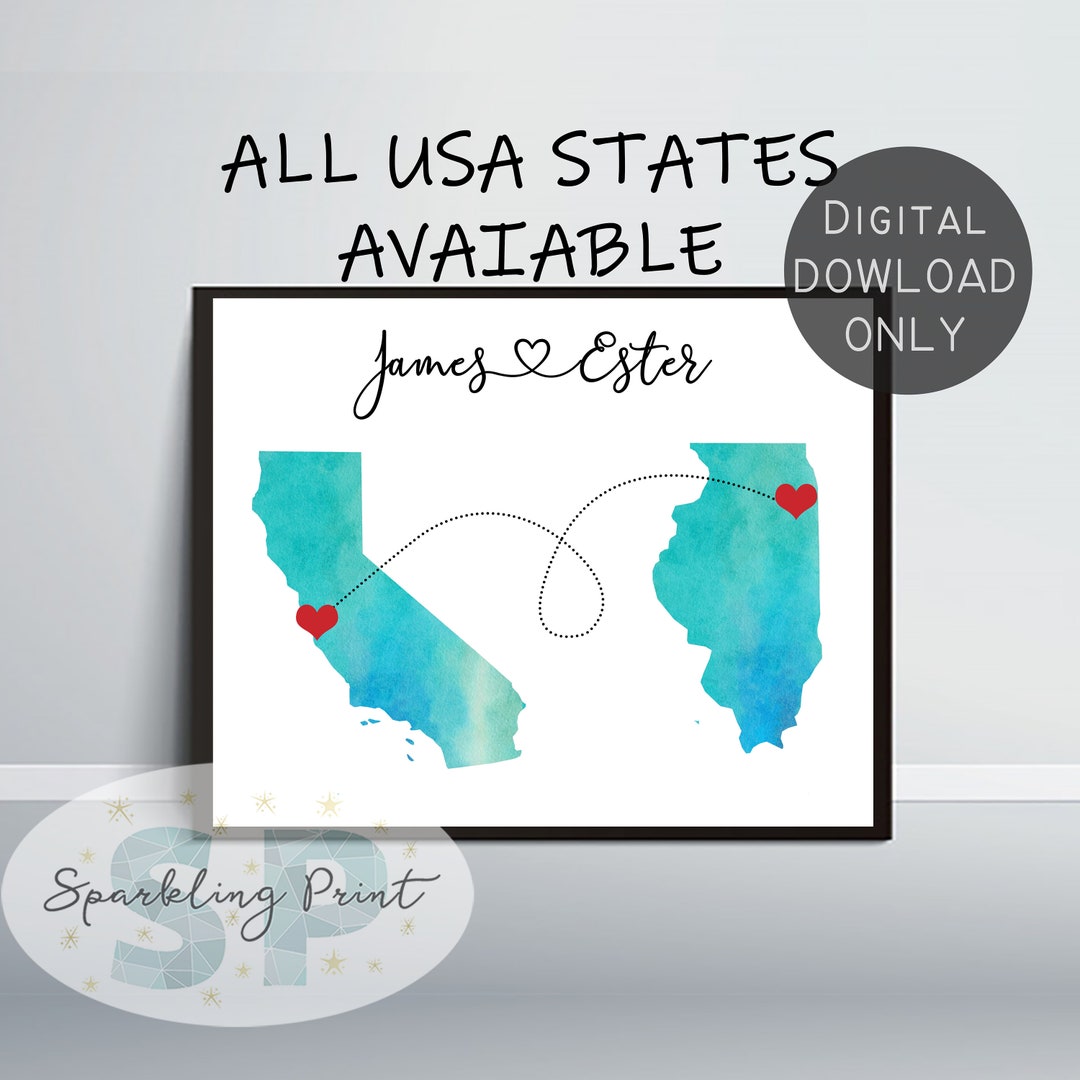 Long Distance Boyfriend Gift, Map of Us, Long Distance Relationship ...
