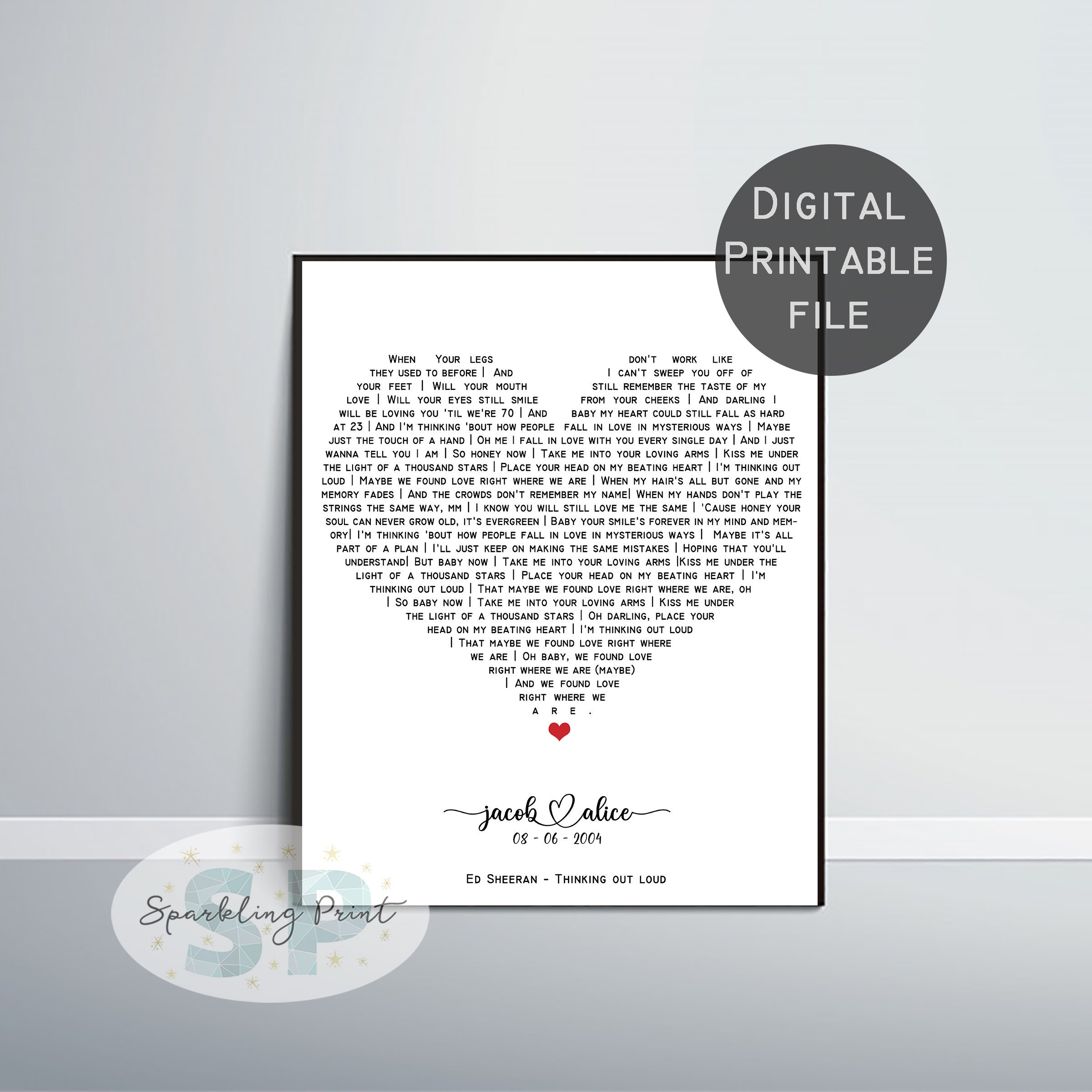 Custom Song Lyrics Print Heart Shape Personalized Lyrics | Etsy