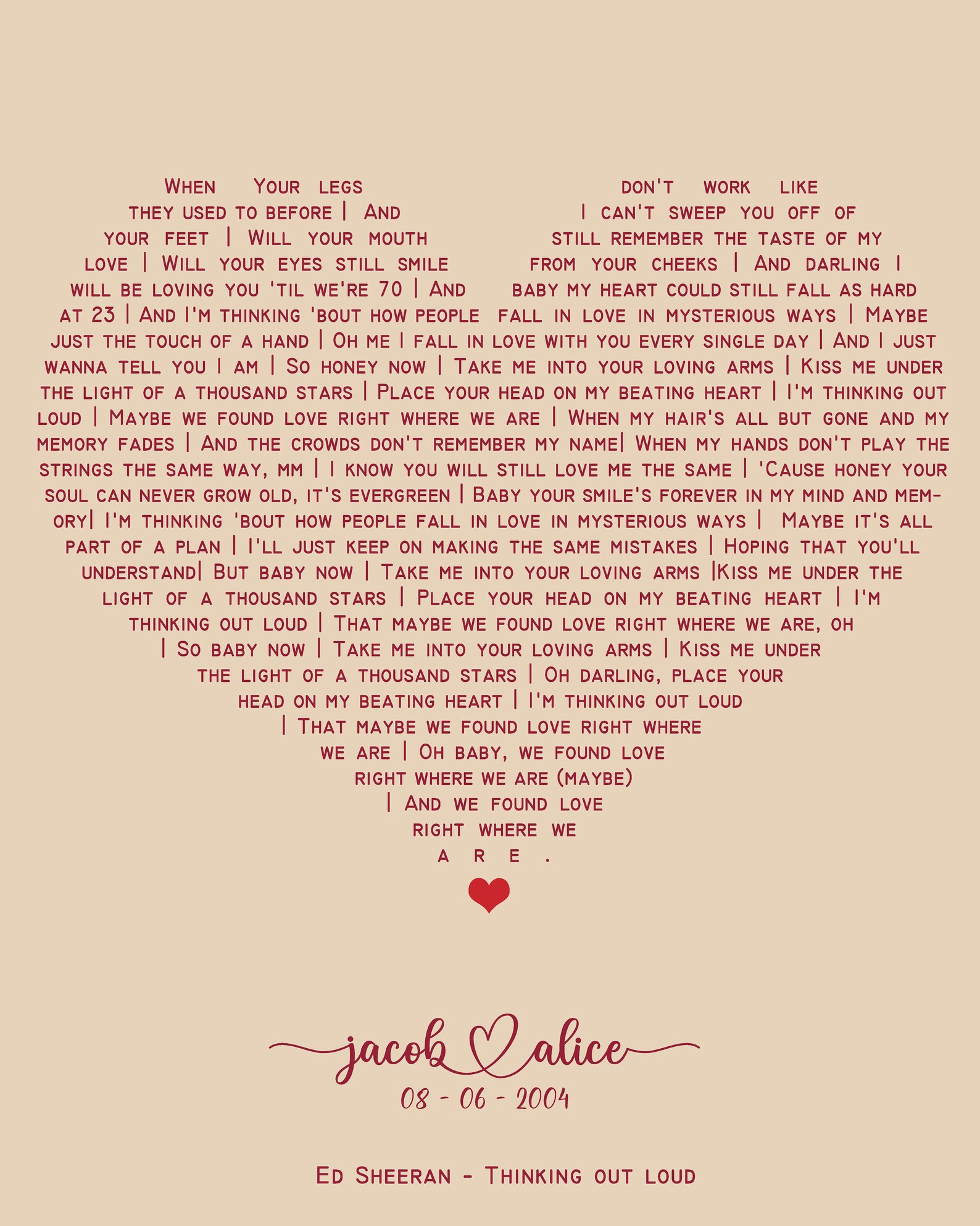 Custom Song Lyrics Print Heart Shape Personalized Lyrics - Etsy