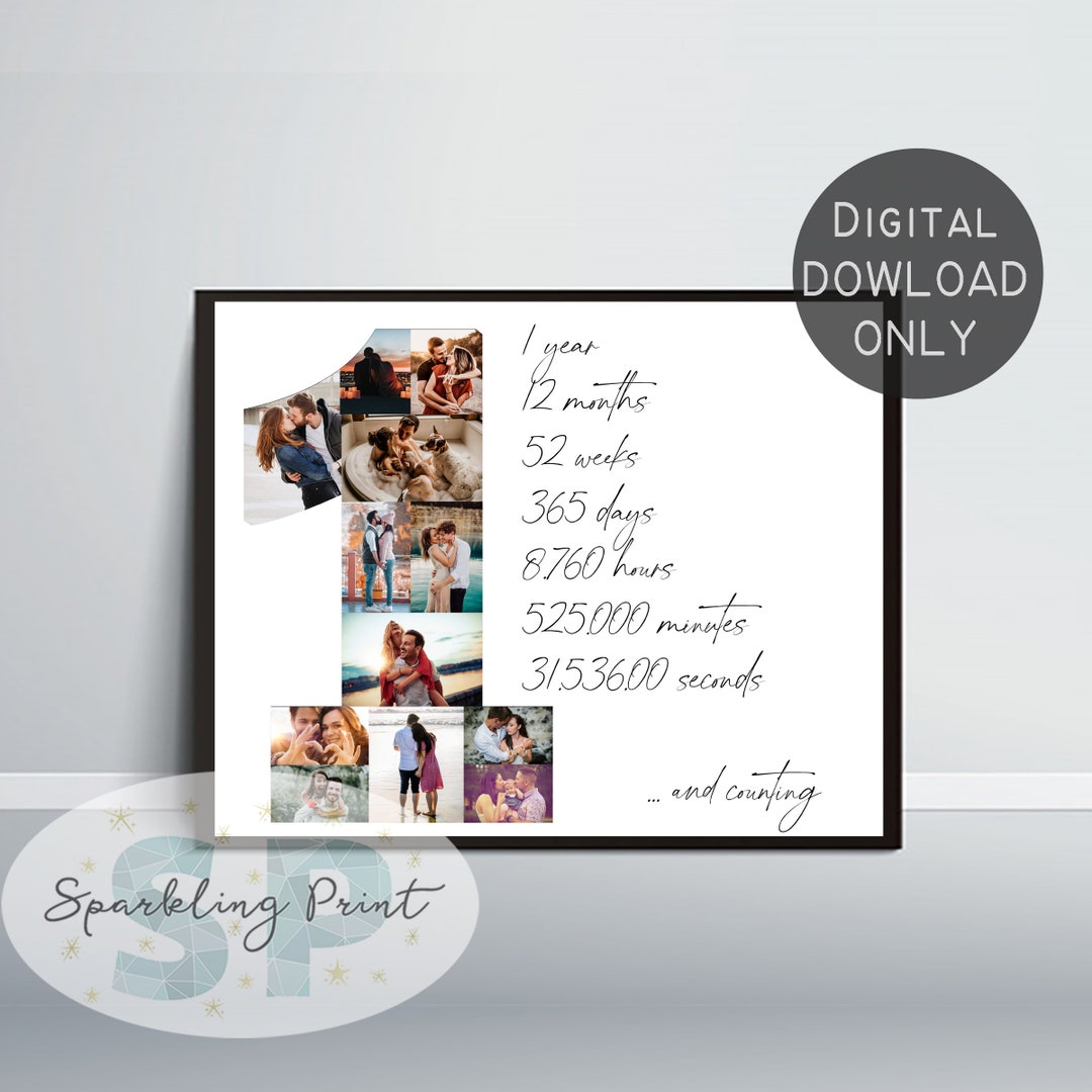 Custom First Anniversary Collage Gift, 1 Year Anniversary Gift for ...