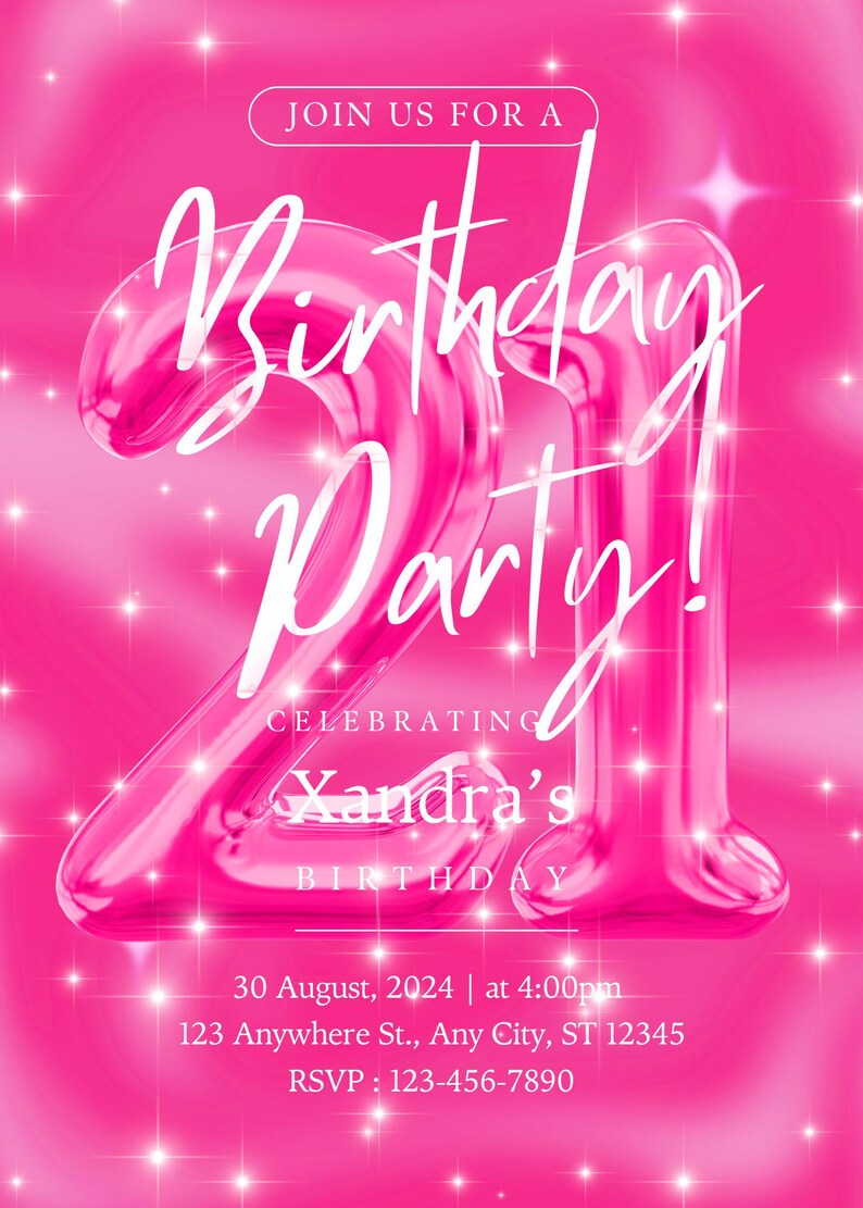 21st Birthday Digital Invitation - Etsy