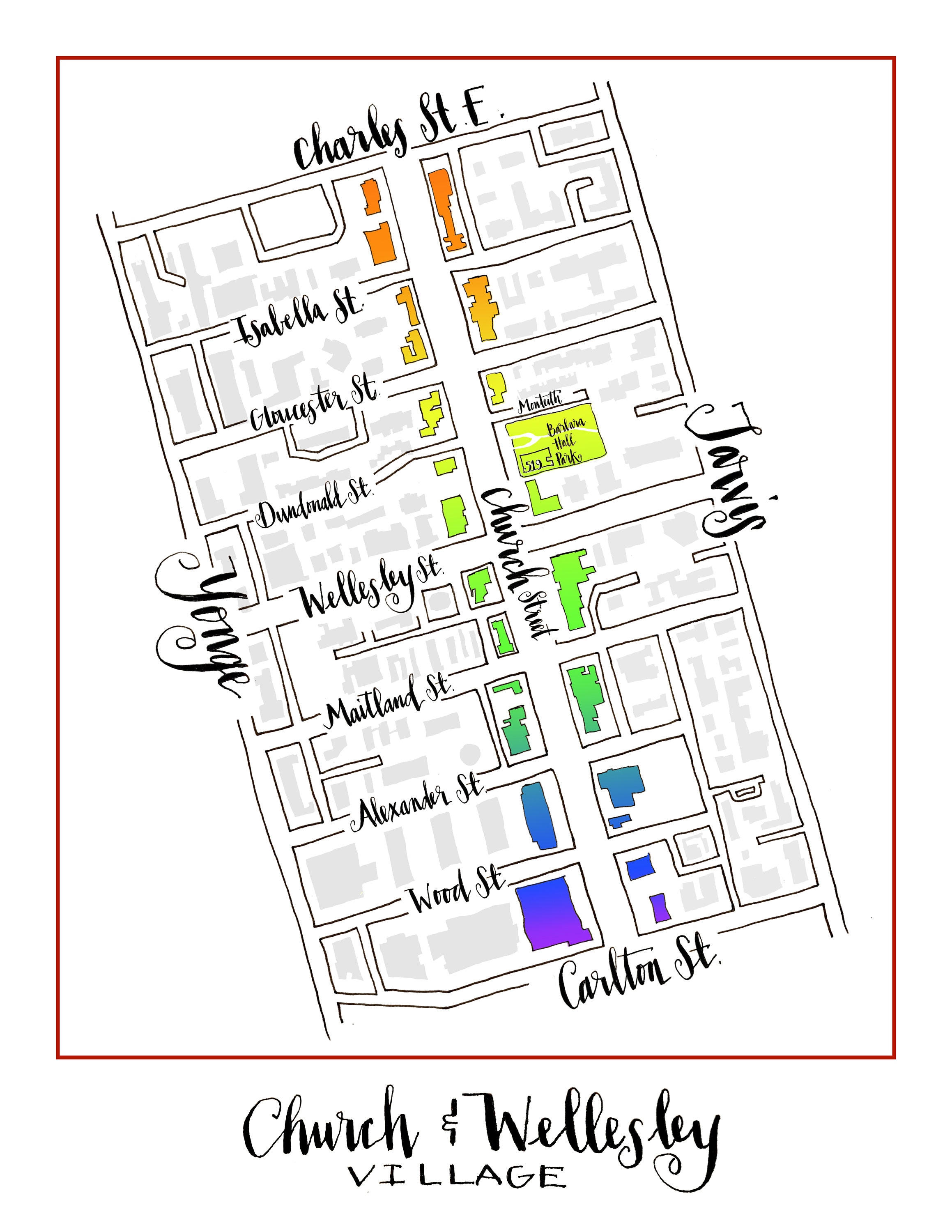 Toronto Church and Wellesley Neighbourhood Map Print, Gay Village Art ...