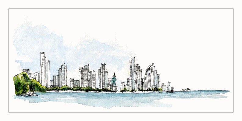 Panama City Watercolor Prints, Panama Wall Art, Panama City Skyline ...