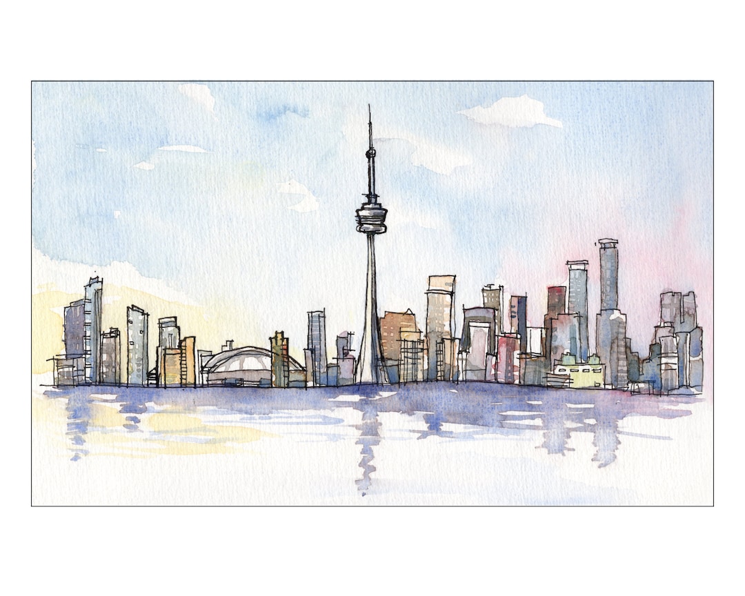 Toronto Art Toronto Skyline Watercolor Print Toronto - Etsy