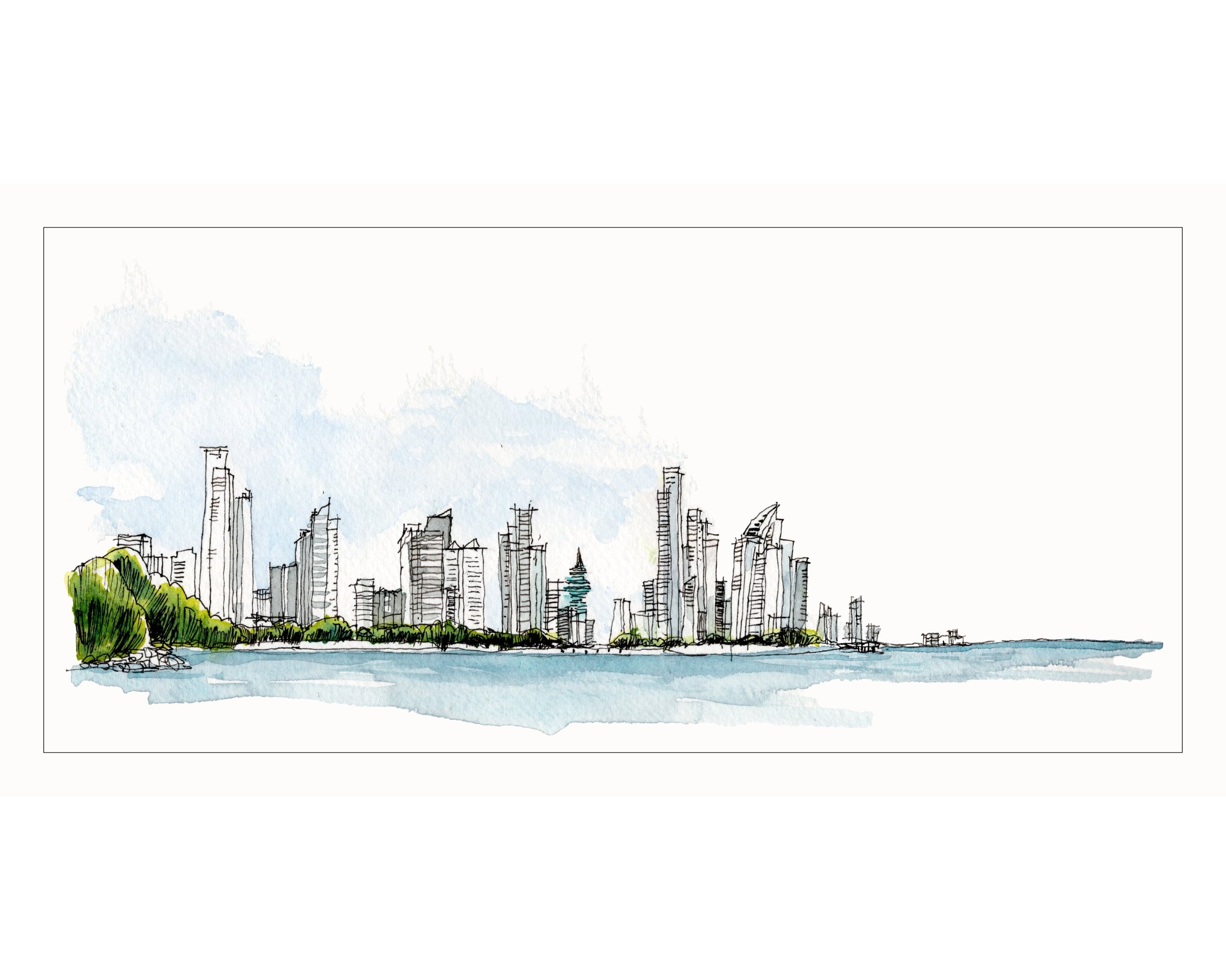 Panama City Watercolor Prints, Panama Wall Art, Panama City Skyline ...