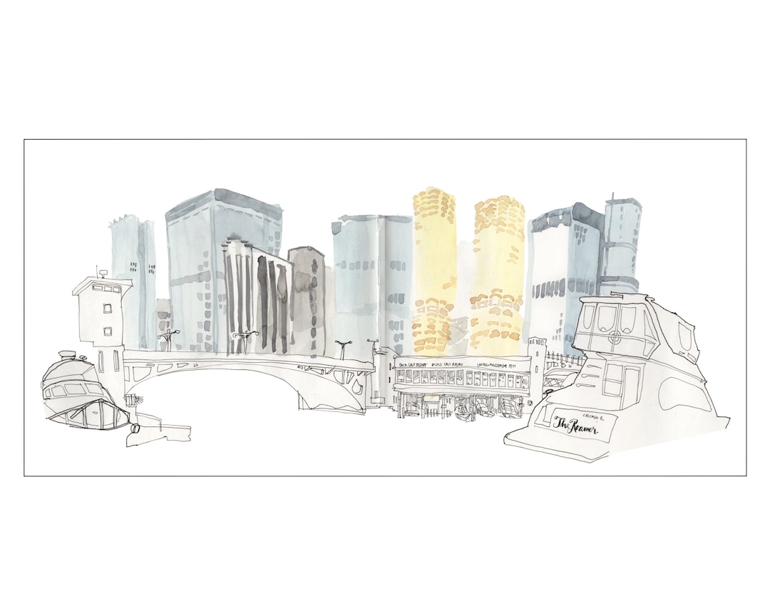 Chicago Skyline Wall Art, Chicago Illinois Cityscape Print, Downtown ...