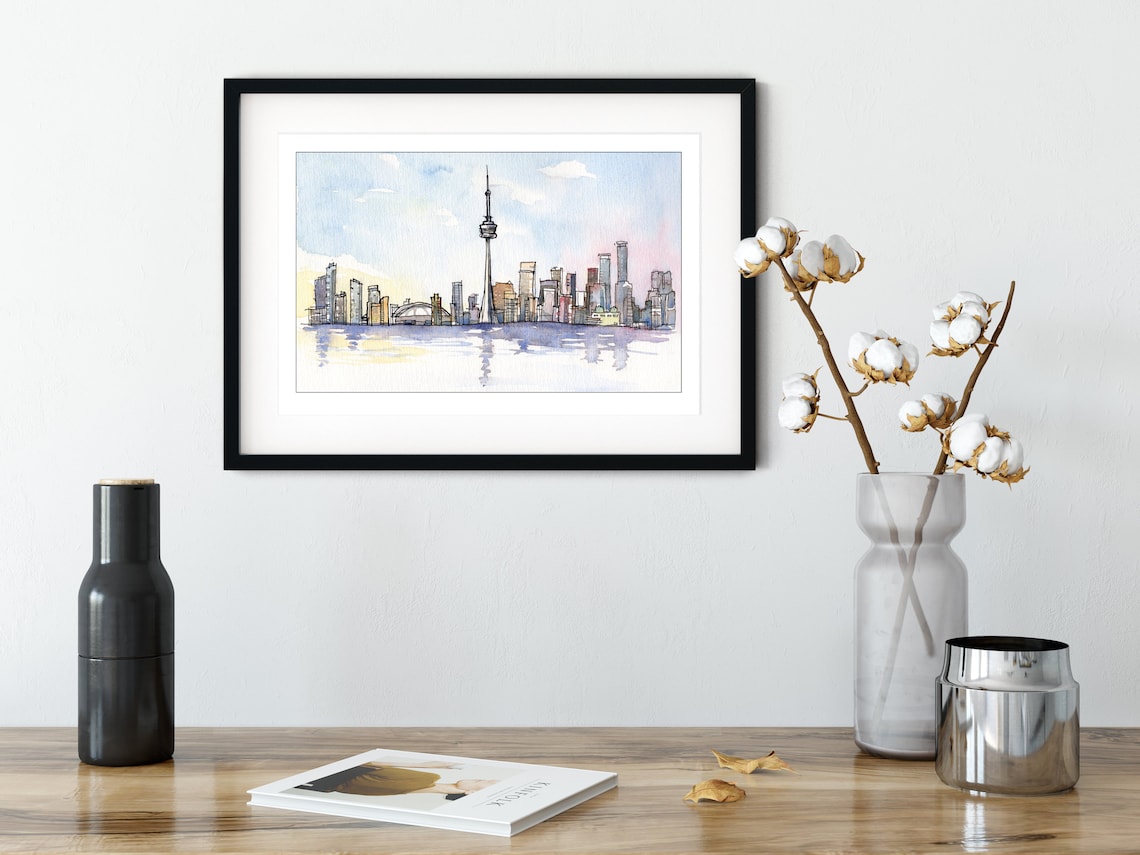 Toronto Art Toronto Skyline Watercolor Print Toronto - Etsy