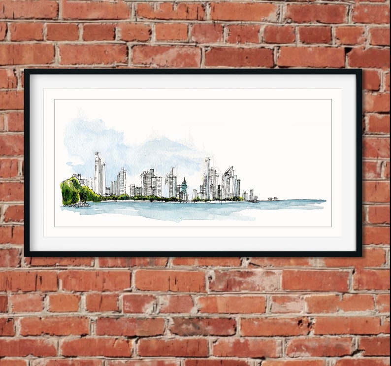 Panama City Watercolor Prints, Panama Wall Art, Panama City Skyline ...