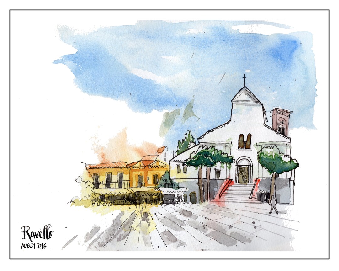 Ravello Italy Watercolor Print Italy Wall Art Amalfi Coast - Etsy