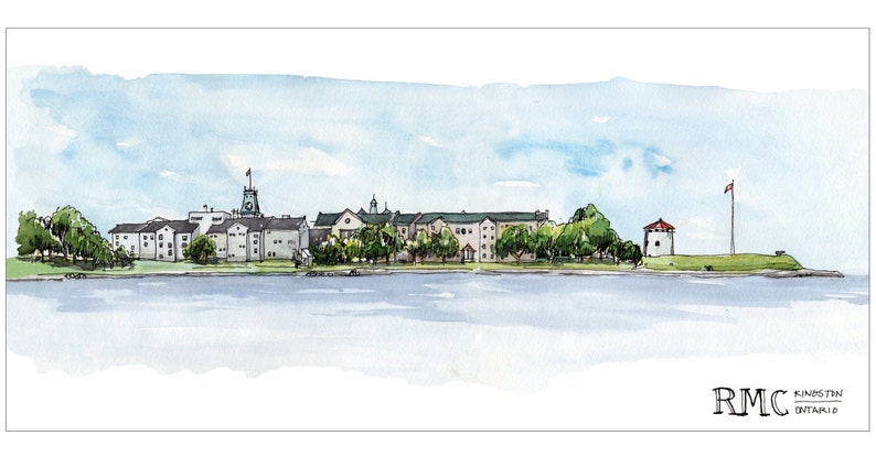Watercolor Print of Royal Military College (RMC) in Kingston, Ontario ...