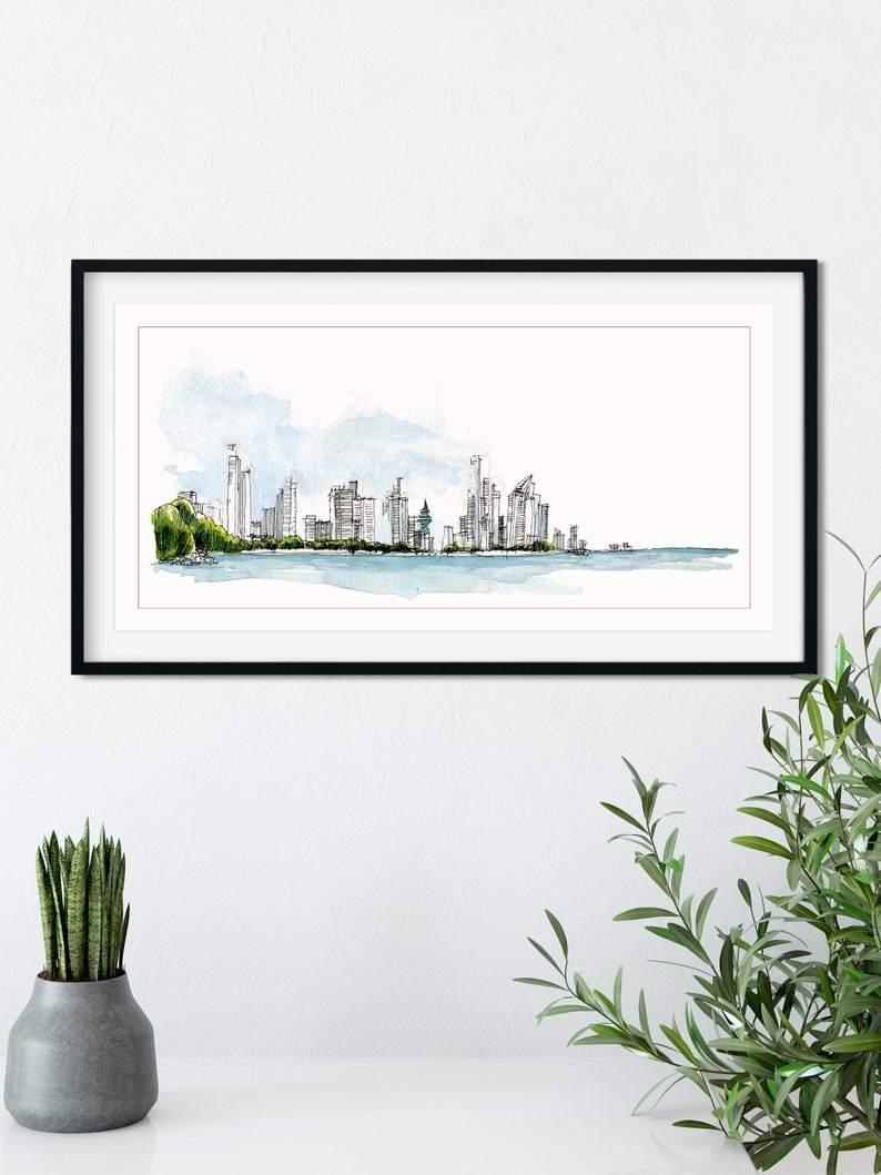 Panama City Watercolor Prints, Panama Wall Art, Panama City Skyline ...