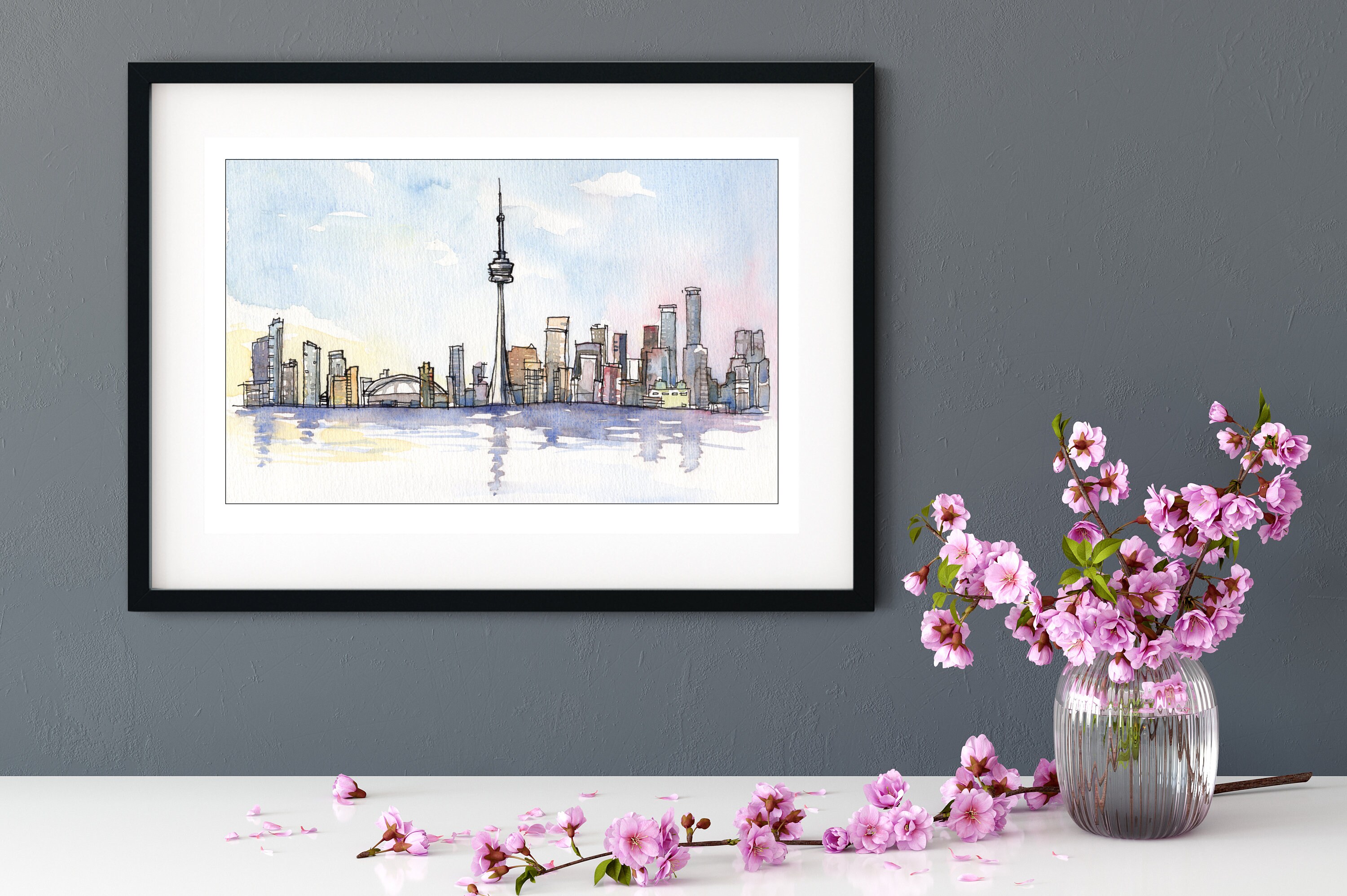 Toronto Art Toronto Skyline Watercolor Print Toronto - Etsy