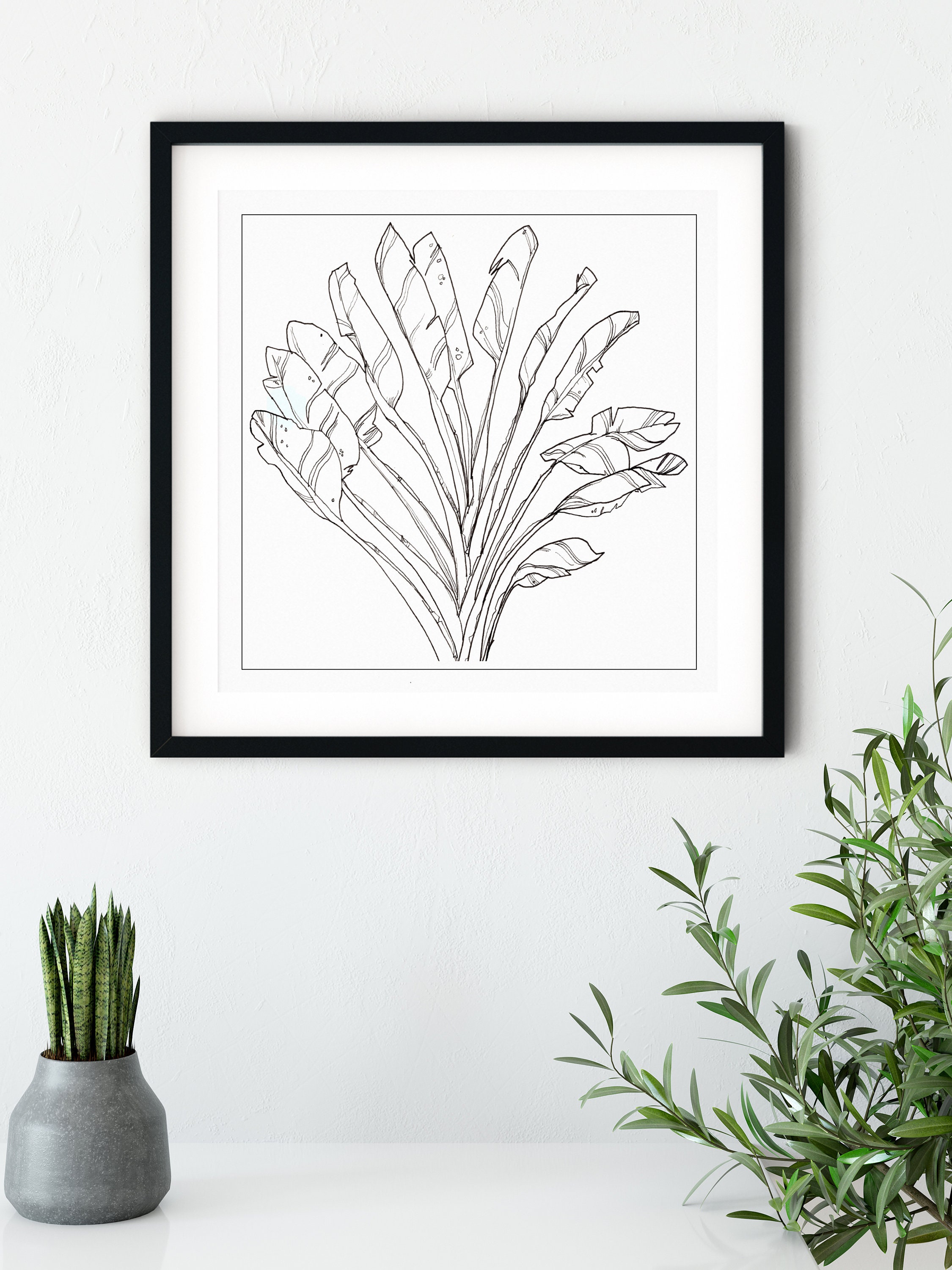 Palm Tree Art Print, Botanical Wall Art, Black & White Modern Palm ...